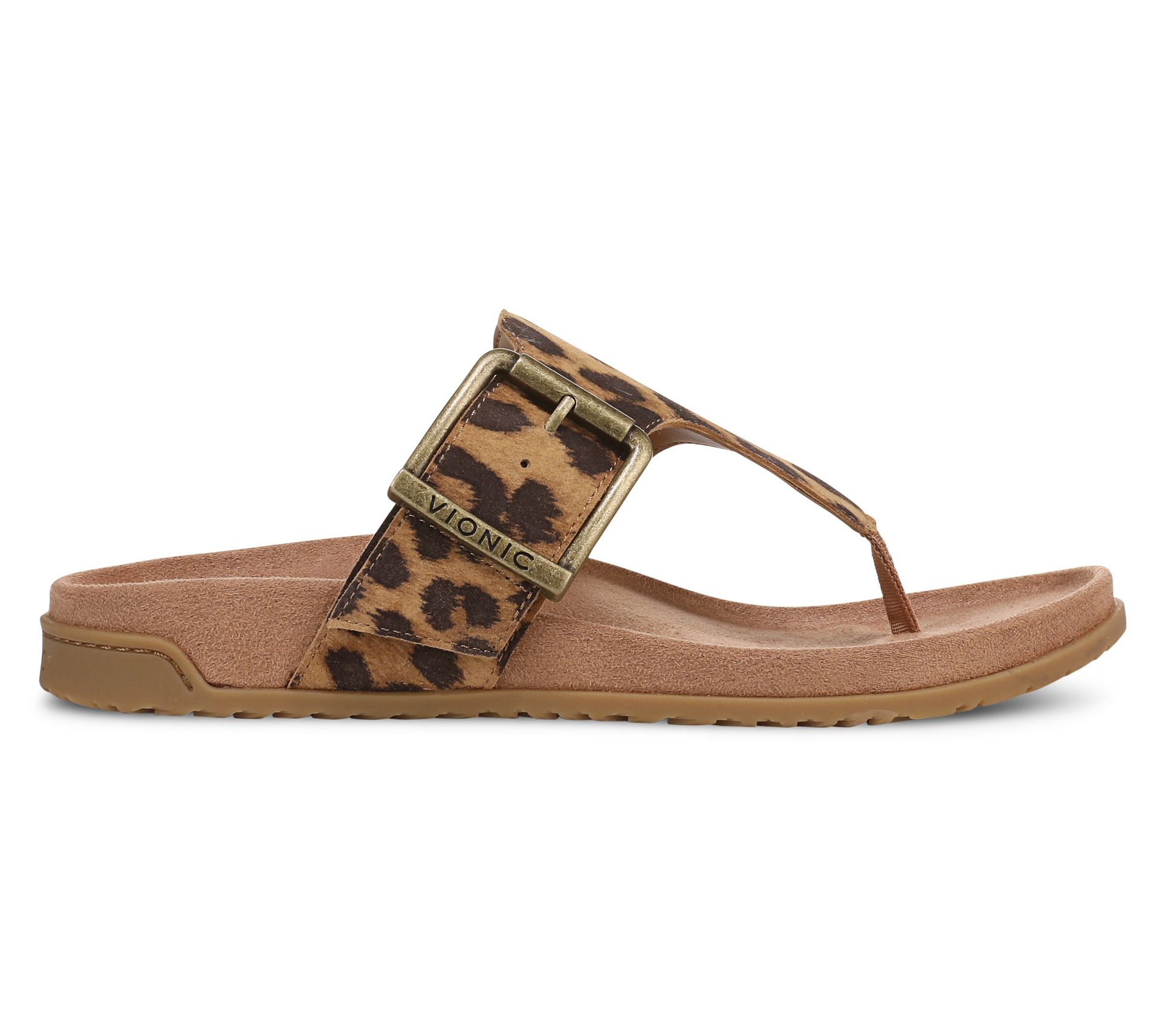 Vionic Leather Thong Sandals with Buckle Detail - Emma - QVC.com