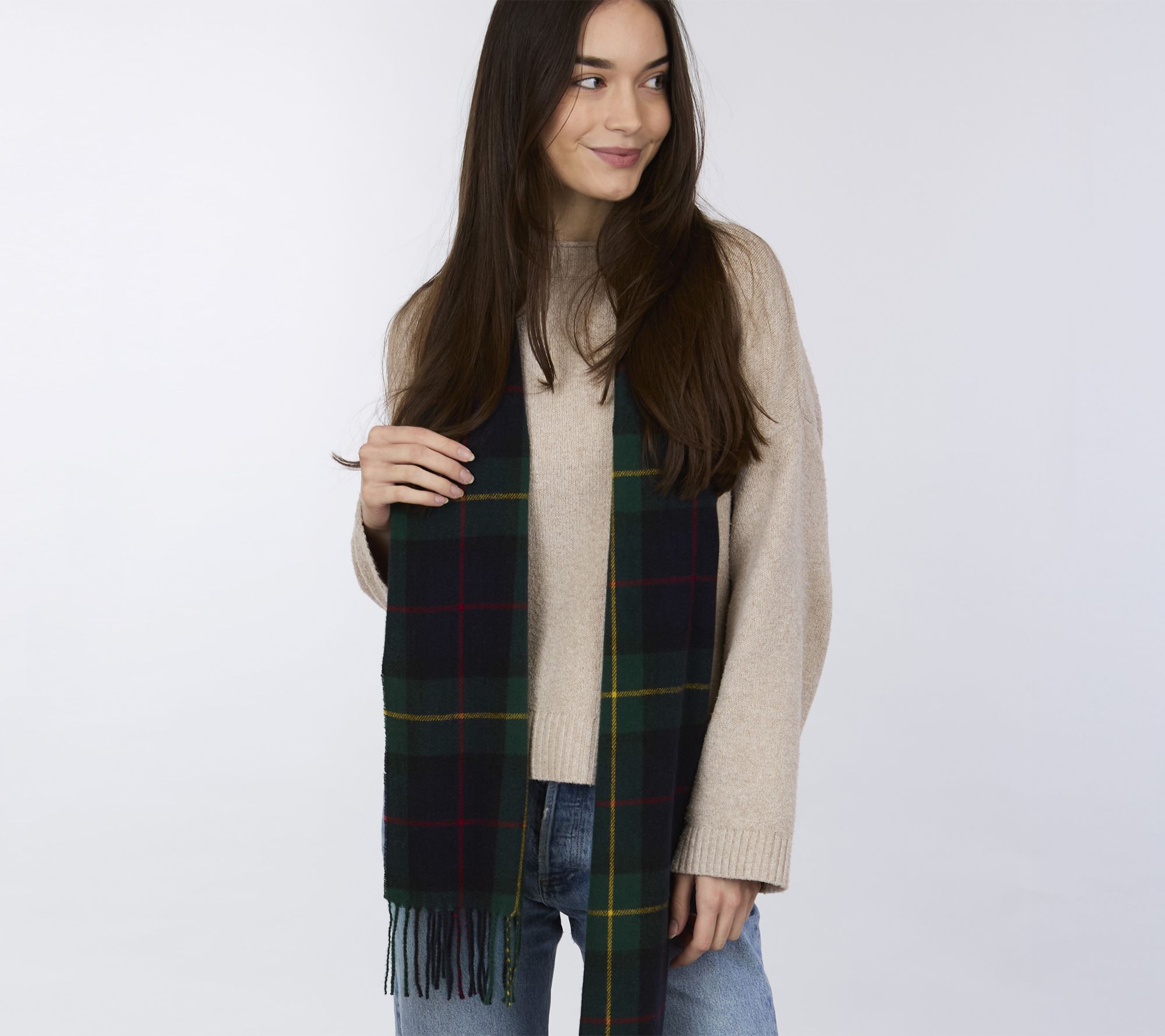 Hadley Wren Winter Plaid Scarf - QVC.com