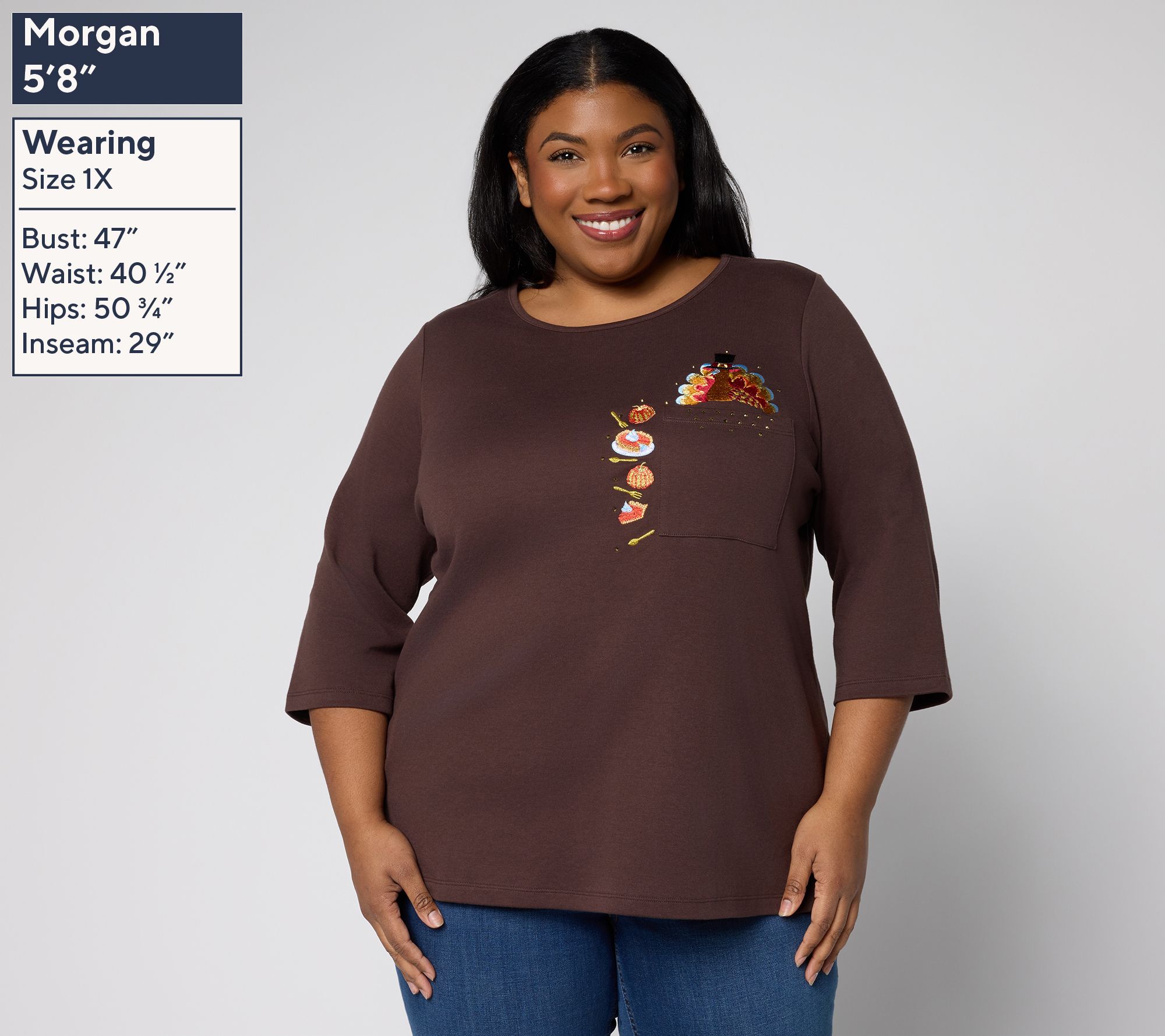"As Is" Quacker Factory Eek a Boo 3/4 Sleeve Top - QVC.com