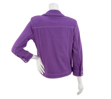 Bob Mackie's Smart Denim Jacket with Contrast Stitch & Button Detail ...