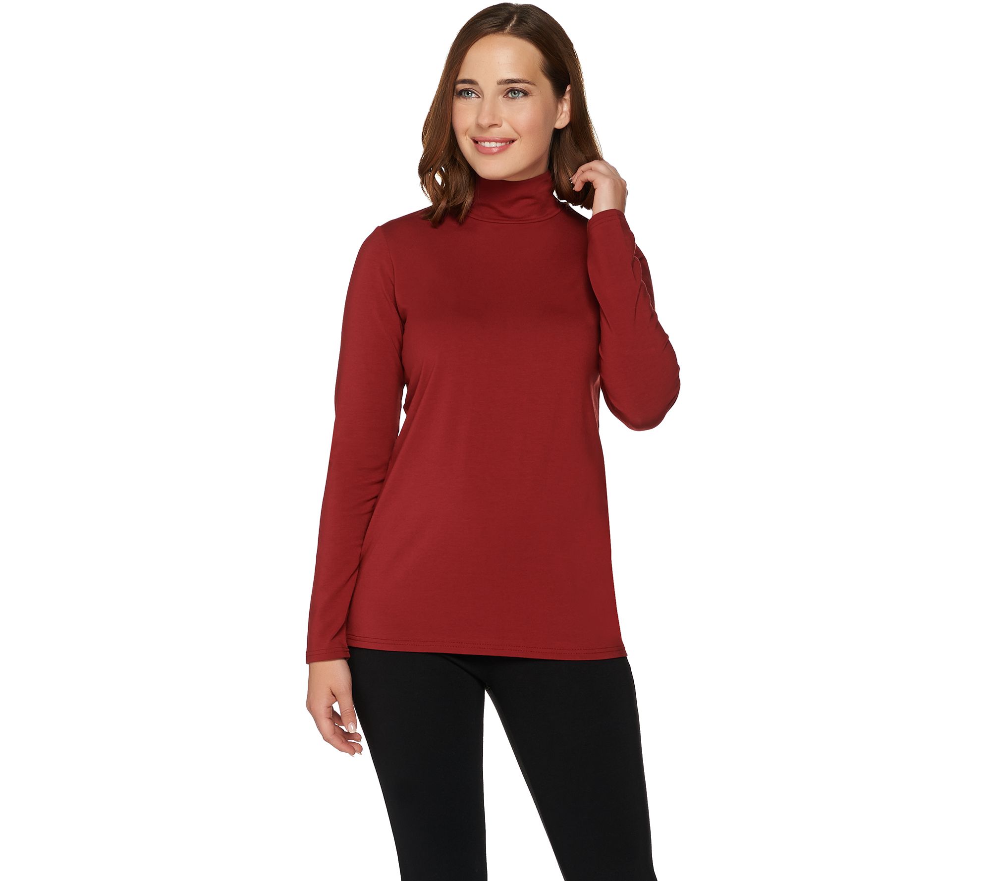 "As Is" Bob Mackie's Long Sleeve Mock Neck Knit Top - QVC.com