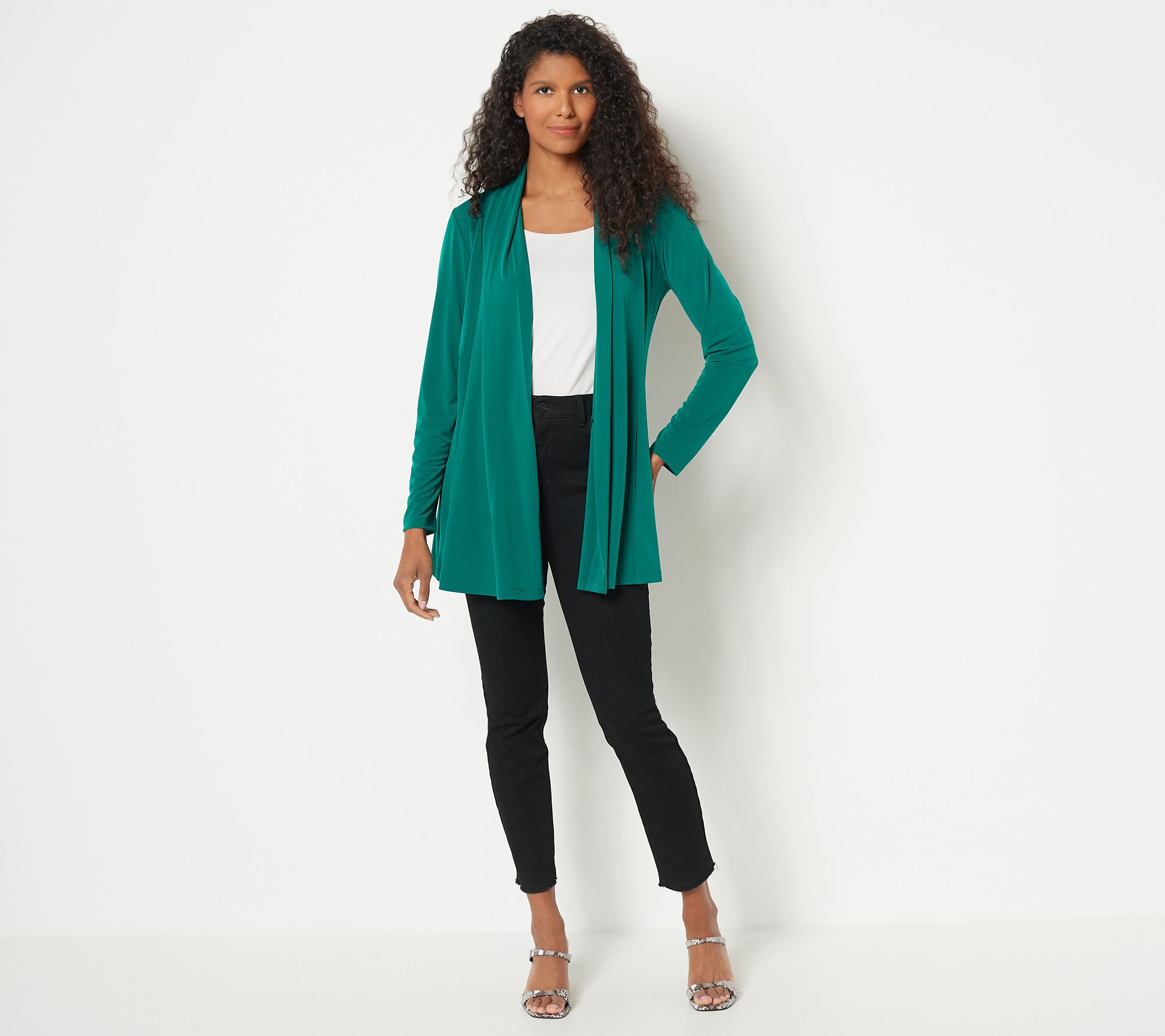 "As Is" Susan Graver Modern Essentials Petite Liquid Knit Cardigan - QVC.com