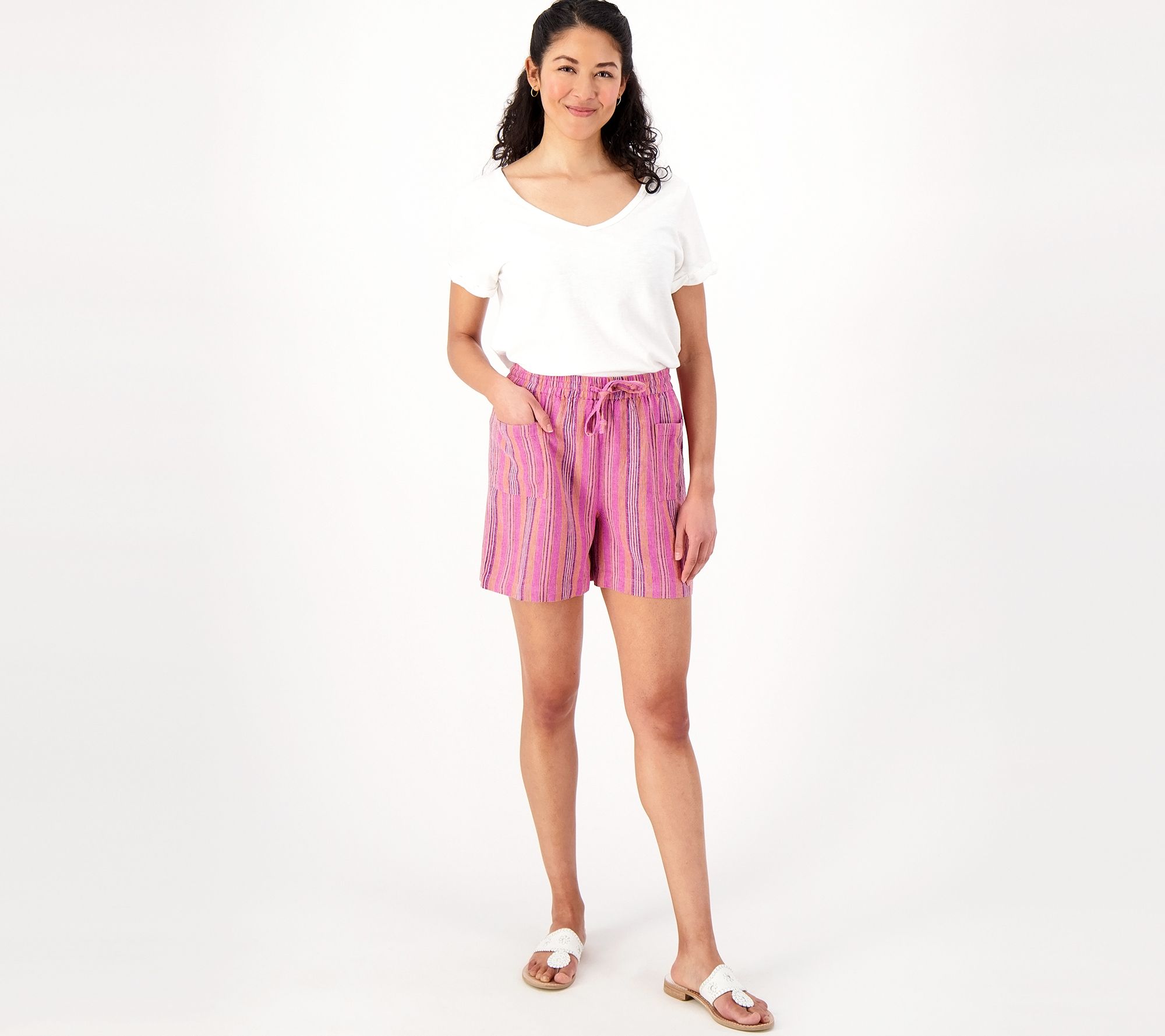 "As Is" Studio Park x Kerstin Lindquist Striped Linen Relaxed Short ...