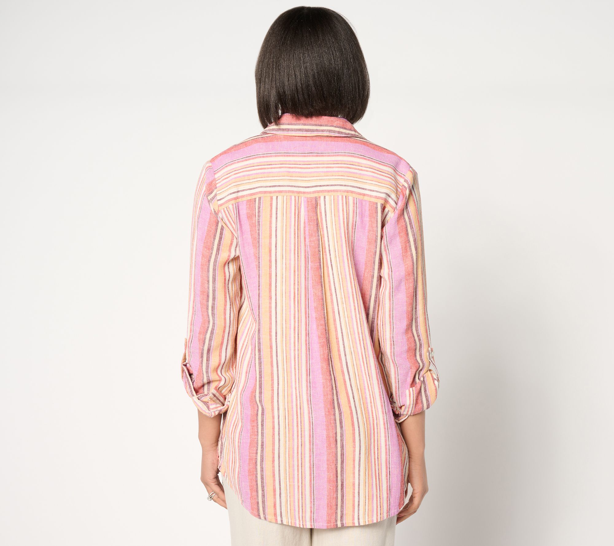 Denim & Co. Naturals Linen Blend Button-Front Tunic - QVC.com