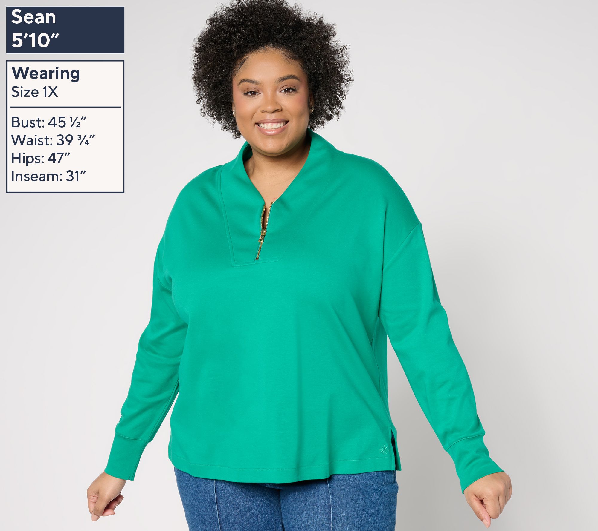 "As Is" Isaac Mizrahi Live! Essentials Pima Cotton Qtr Zip - QVC.com