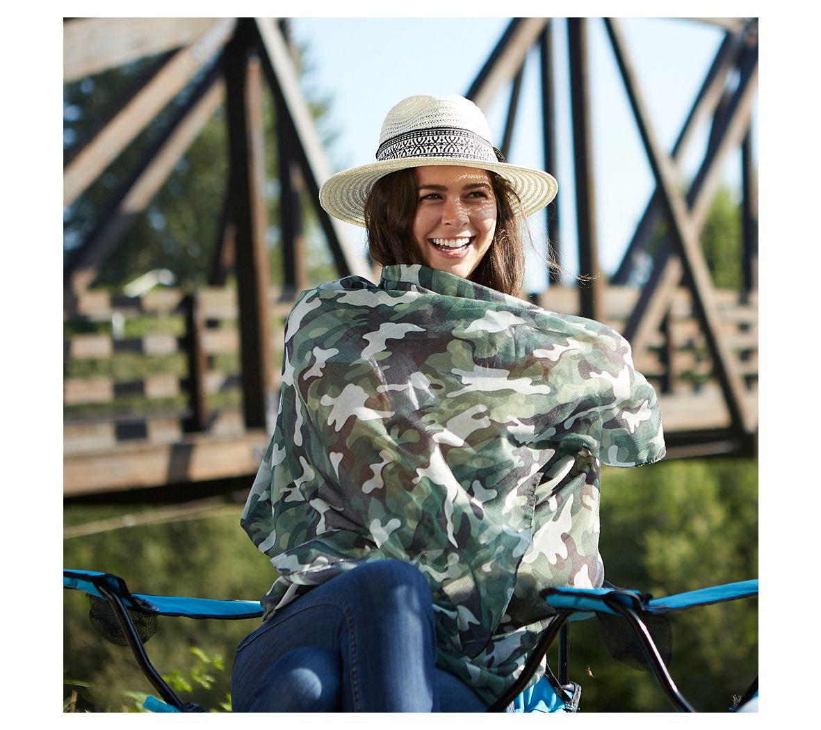 Hadley Wren Camo Insect Shield 70" x 36" Scarf - QVC.com