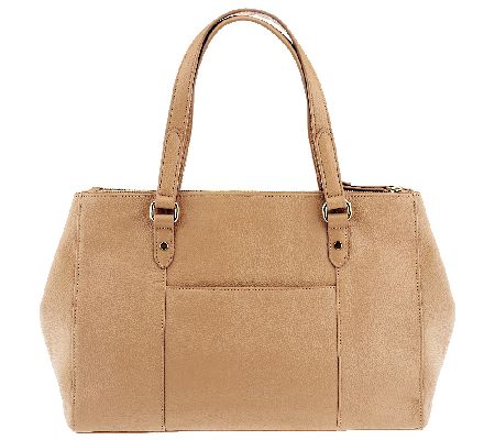 "As Is" Emma & Sophia Pebble Leather Bridget Triple Entry Tote - QVC.com