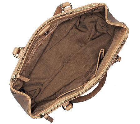 "As Is" Emma & Sophia Pebble Leather Bridget Triple Entry Tote - QVC.com