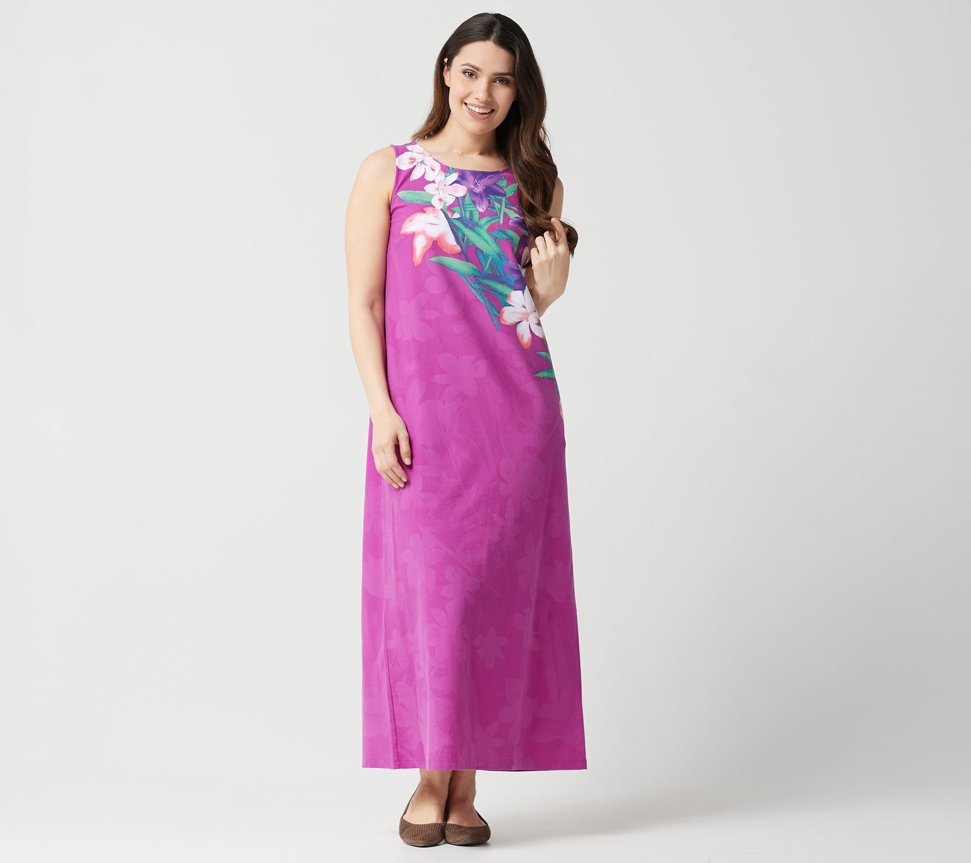 "As Is" Quacker Factory Regular Floral Printed Knit Maxi Dress - QVC.com