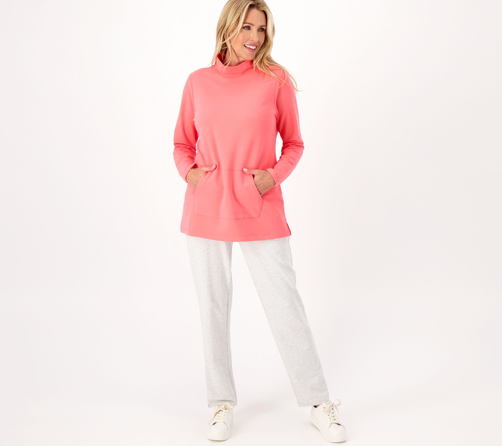 "As Is" Sport Savvy French Terry Mock Neck Pullover w/ Pocket - QVC.com
