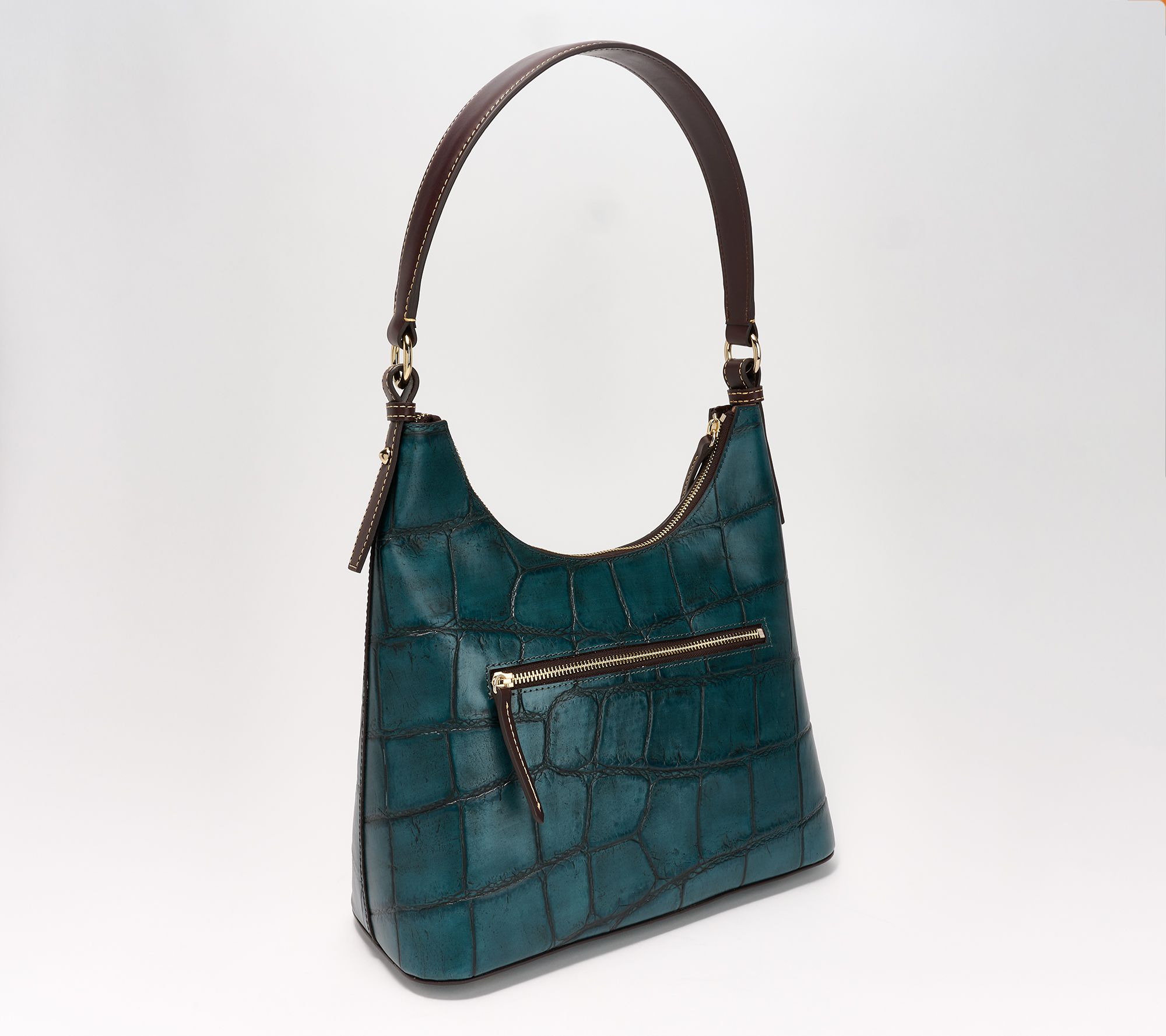 "As Is" Dooney & Bourke Denison Croco Hobo Bag - QVC.com