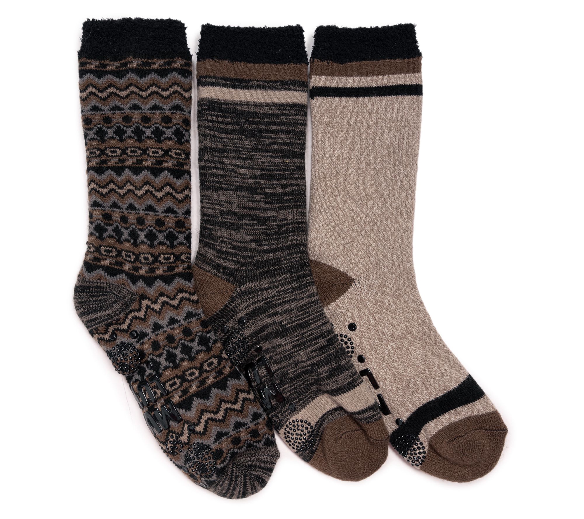 MUK LUKS Men's Set of 3 Let it Snow! Fleeced Layered Socks - QVC.com