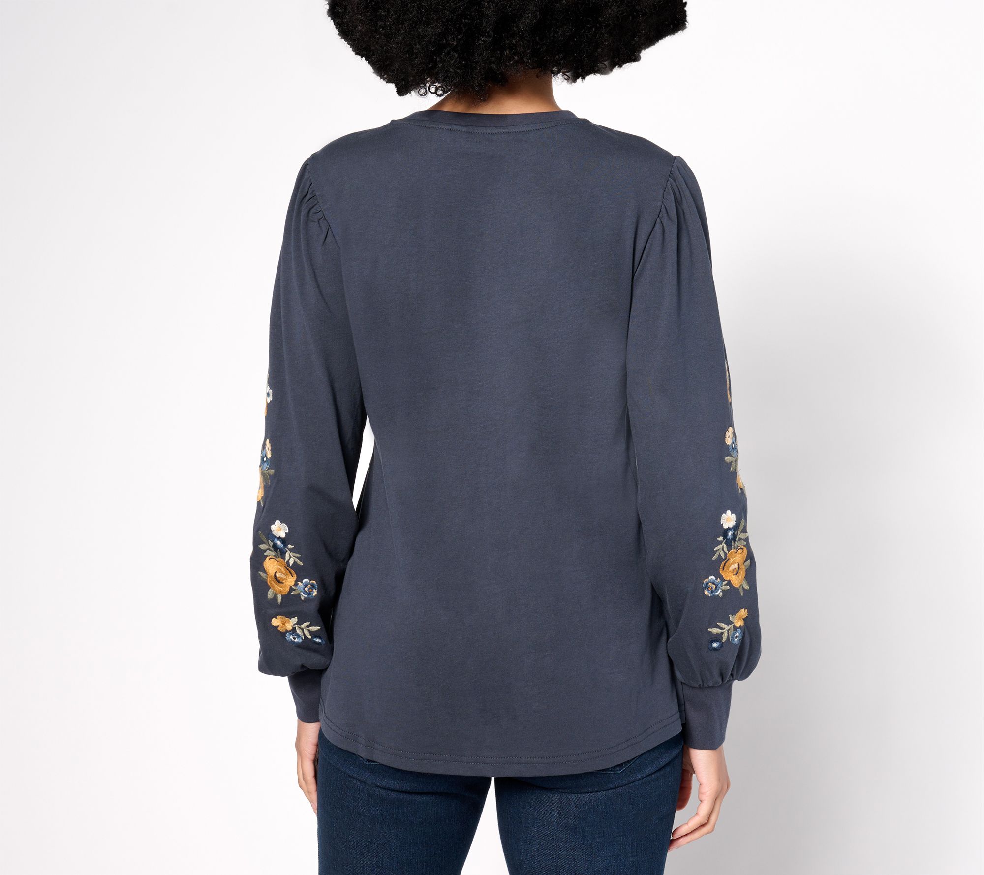 "As Is" Driftwood Jeans Clare Long Sleeve Crew Neck Shirt - QVC.com