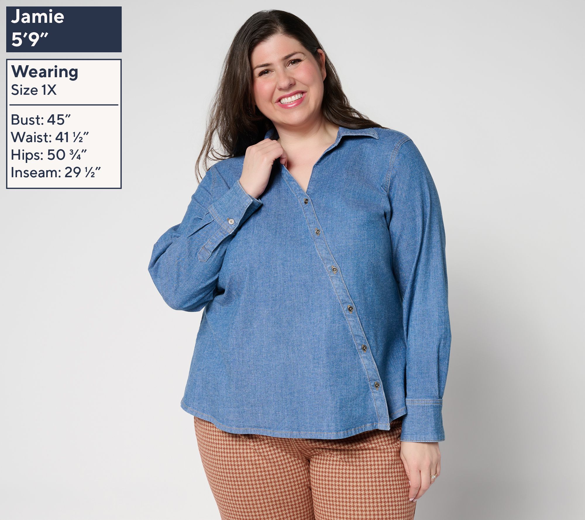Peace Love World Asymmetric Placket Denim Shirt - QVC.com
