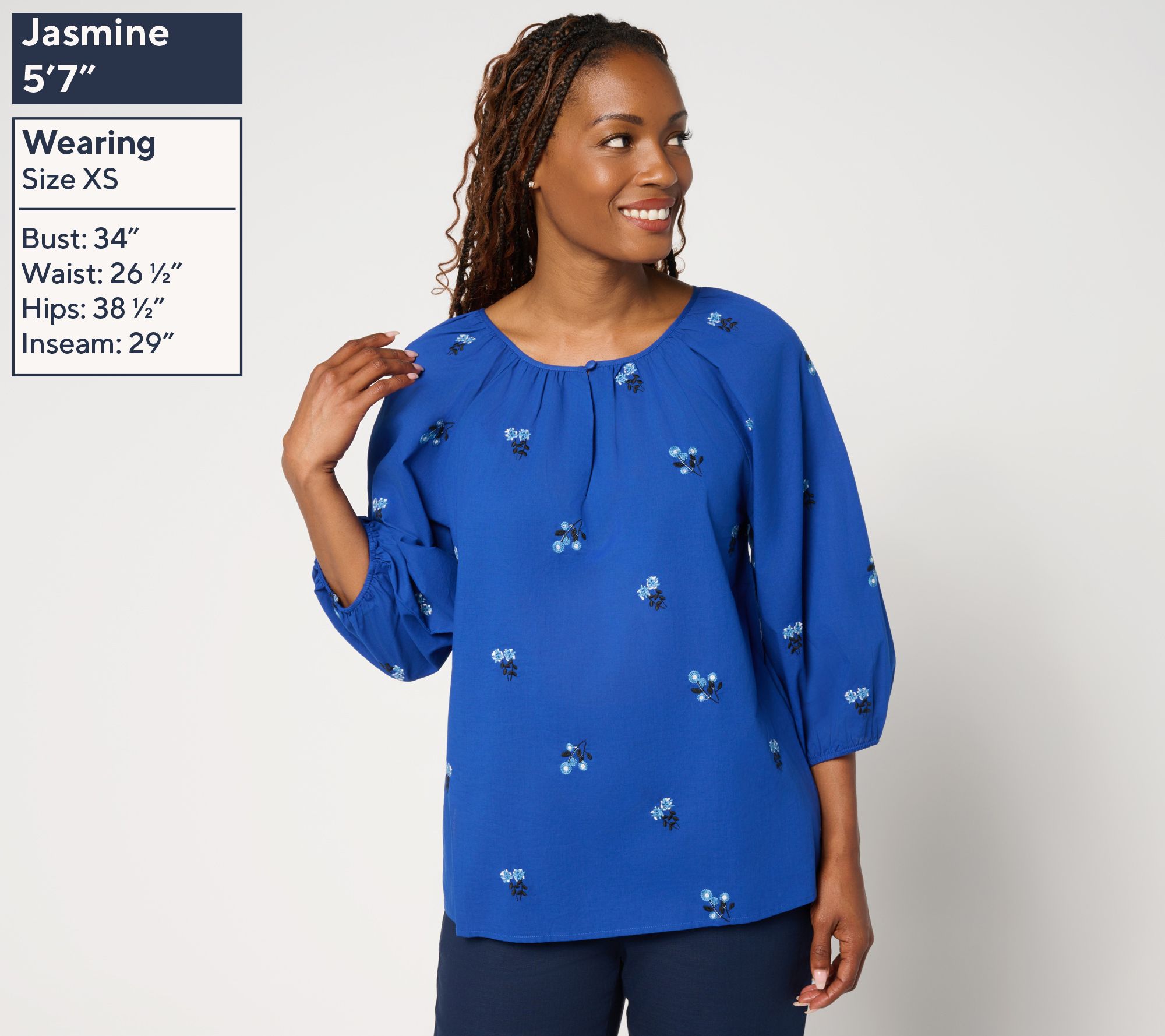 "As Is" by Stacy London 100% Cotton Embroidered Blouse - QVC.com