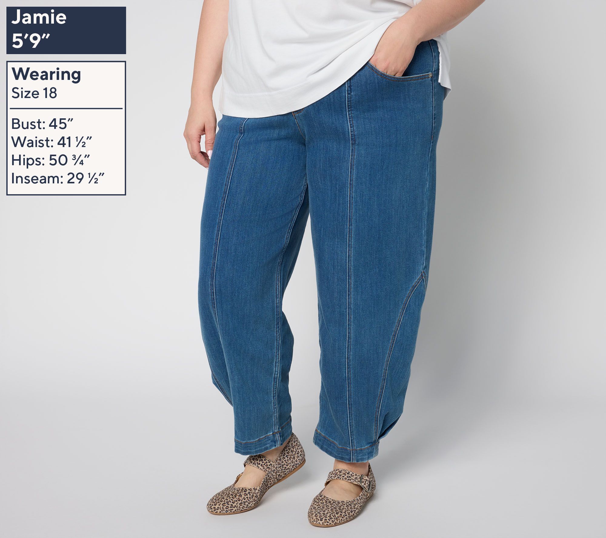 "As Is" LOGO by Lori Goldstein Reg Indigo Wash Seam Barrel Leg Jean ...