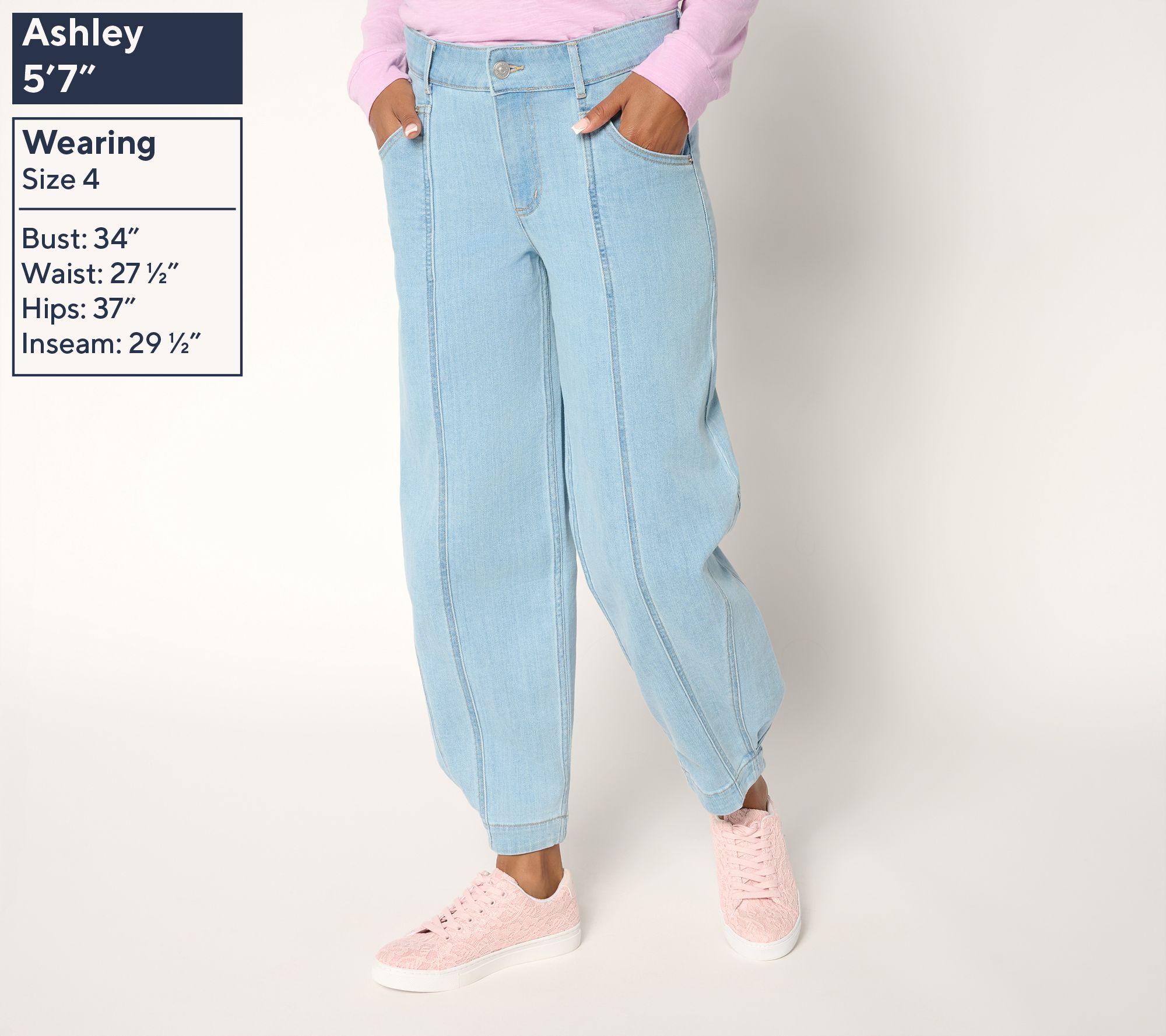 "As Is" LOGO by Lori Goldstein Reg Indigo Wash Seam Barrel Leg Jean ...