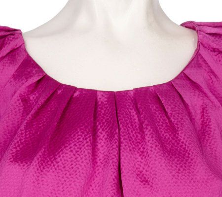 Dialogue Hammered Silk Blouse with Shirring Detail - QVC.com