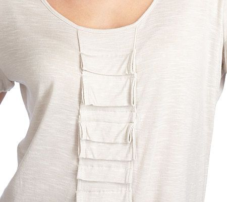 Pamela Dennis PCG Short Sleeve Knit Top with Folded Front - QVC.com