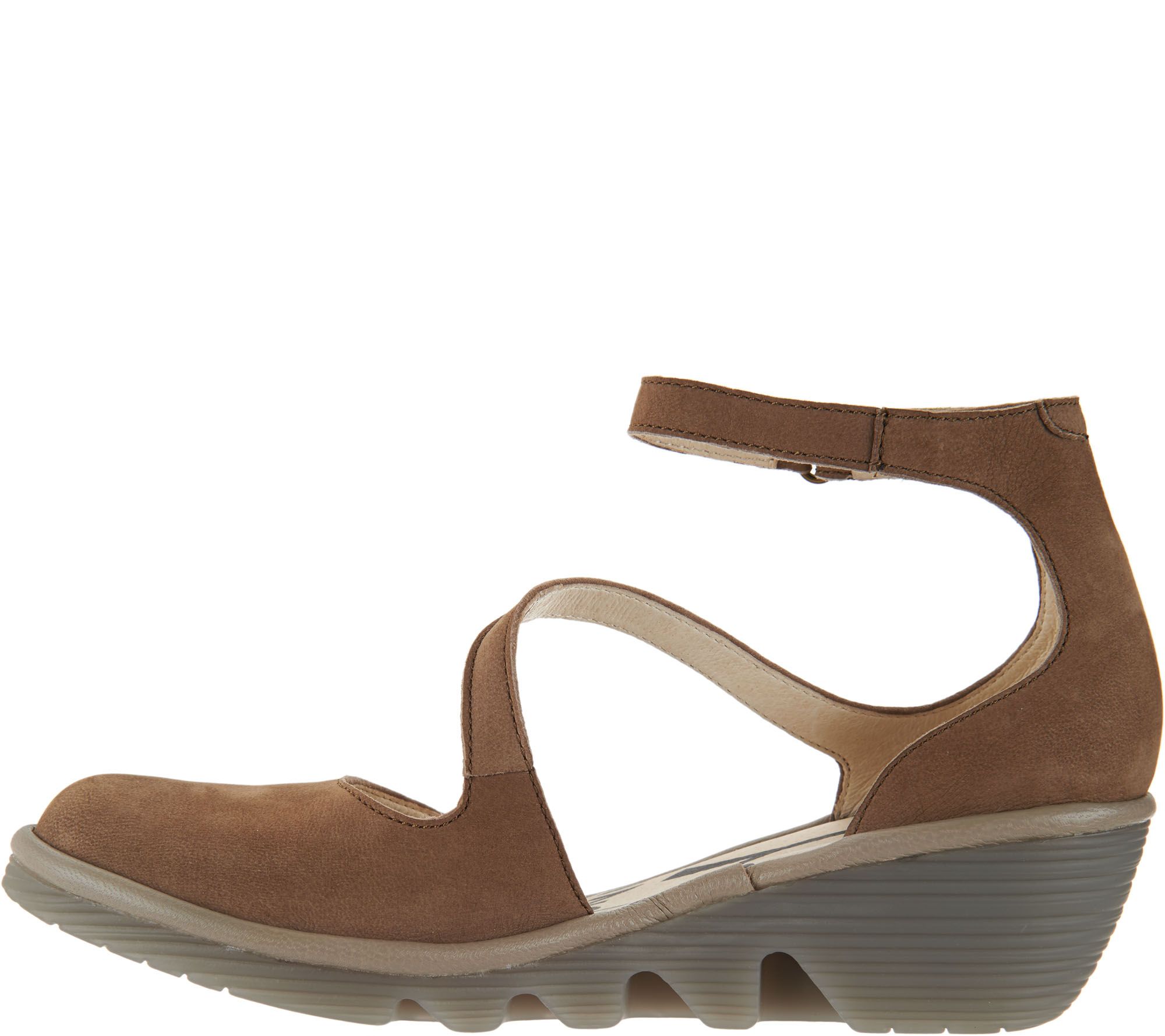 FLY London Leather Closed Toe Wedges - Plan - QVC.com