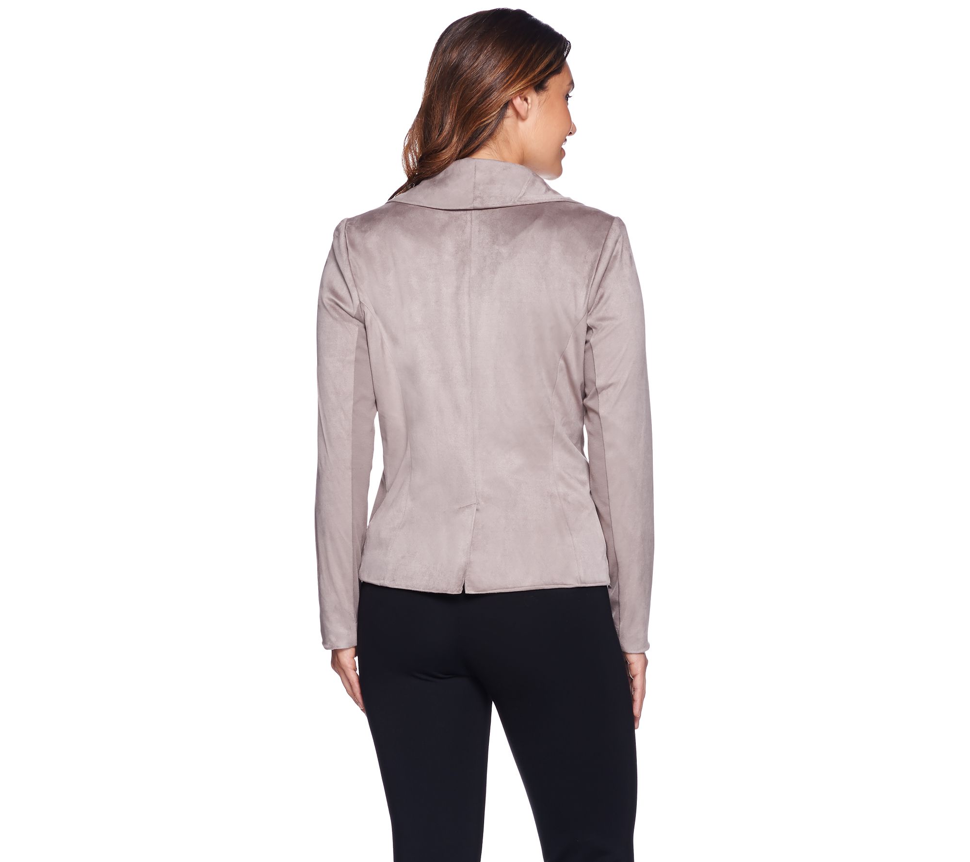 "As Is" H by Halston Faux Suede Motorcycle Jacket - QVC.com