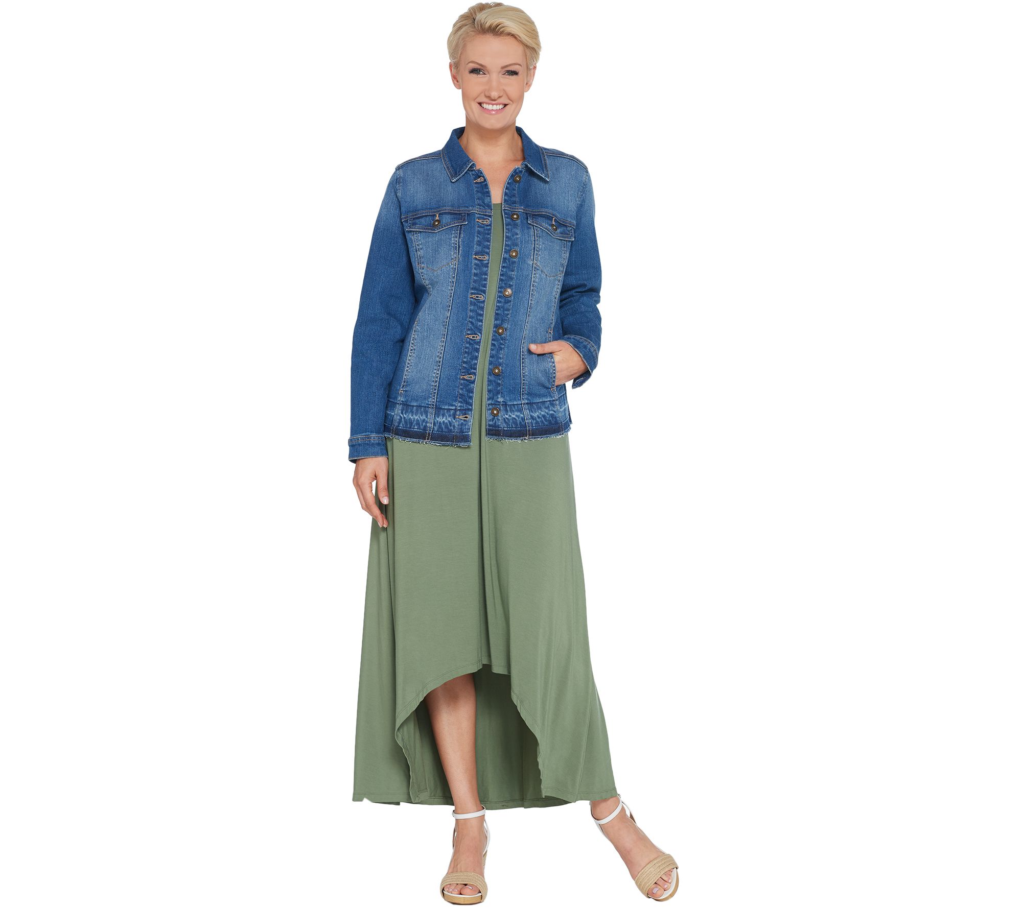 Studio by Denim & Co. Classic Denim Jacket with Undone Hem - QVC.com