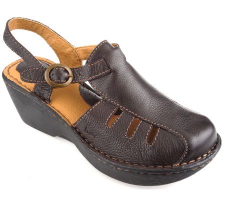 B.O.C. by Born Leather Backstrap Clogs - QVC.com