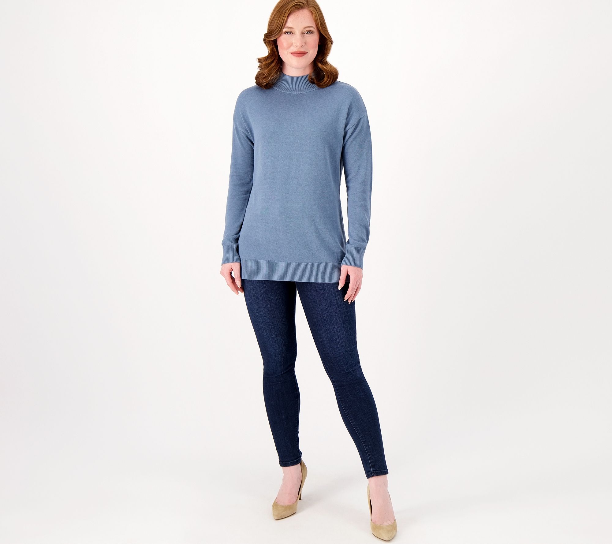 "As Is" Belle by Kim Gravel High Low Mock Neck Tunic Sweater - QVC.com