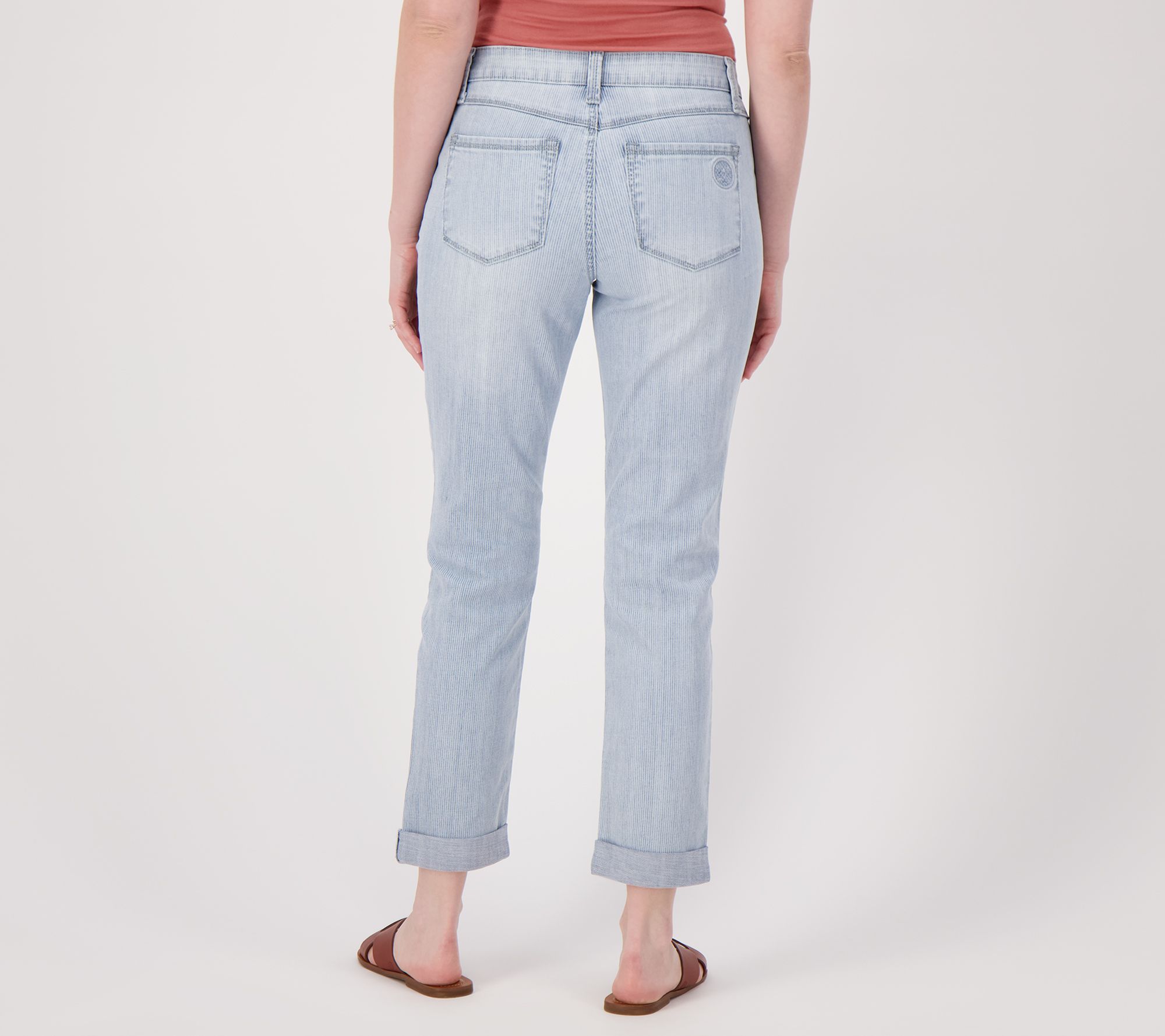"As Is" Laurie Flect Classic Denim Railroad Stripe Boyfriend Jeans ...