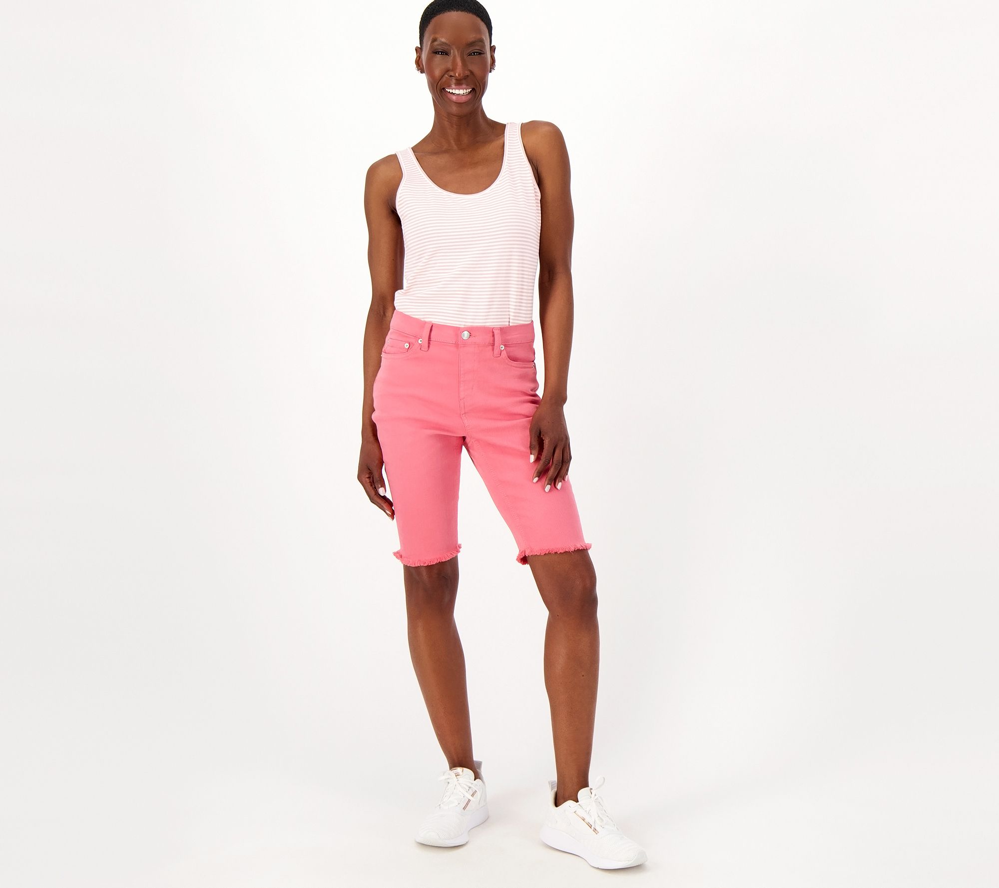 "As Is" Denim & Co. Easy Stretch Denim Colorful Bermuda Short - QVC.com