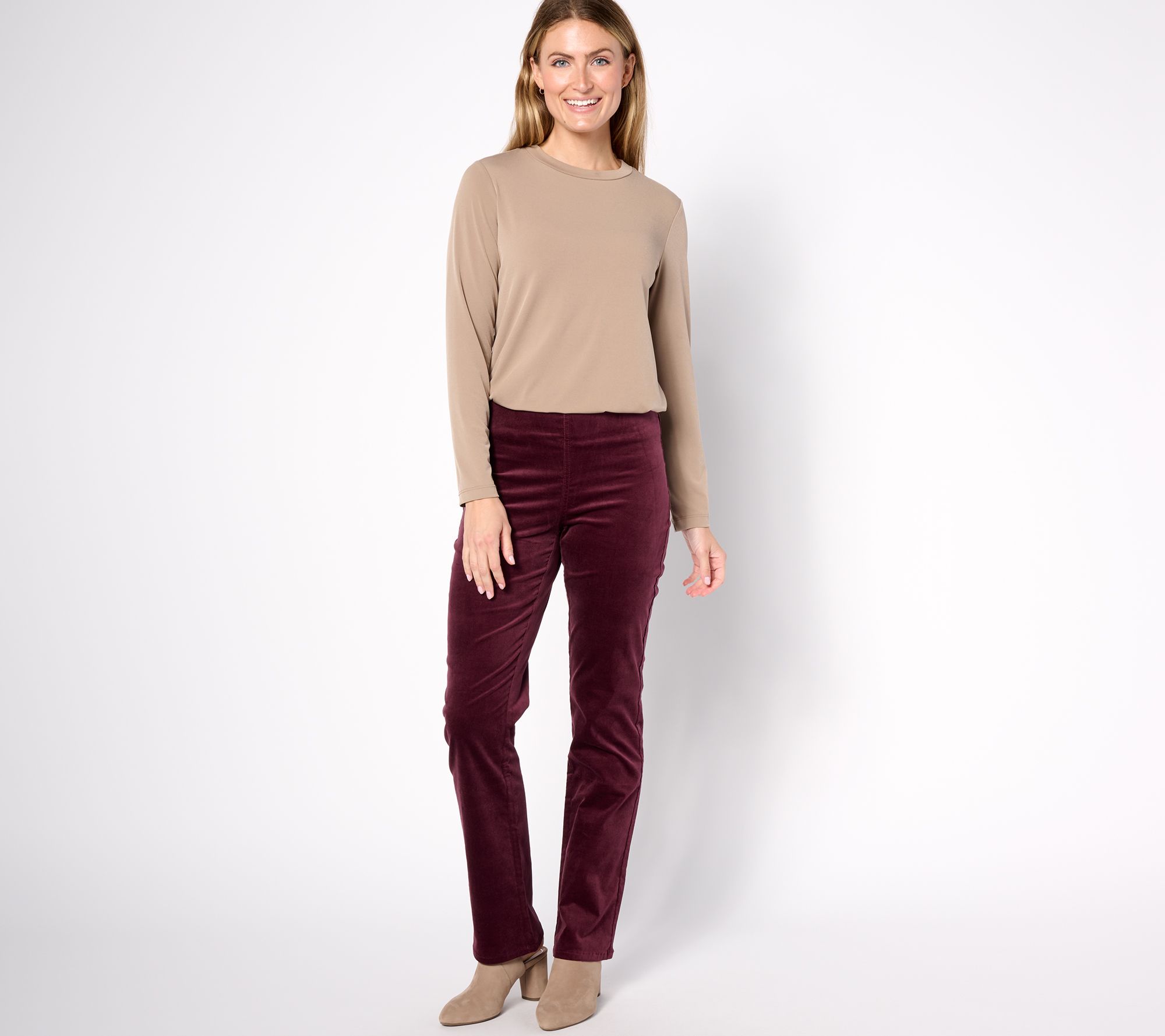 "As Is" Denim & Co. Signature Petite Lightly Bootcut Stretch Velvet ...
