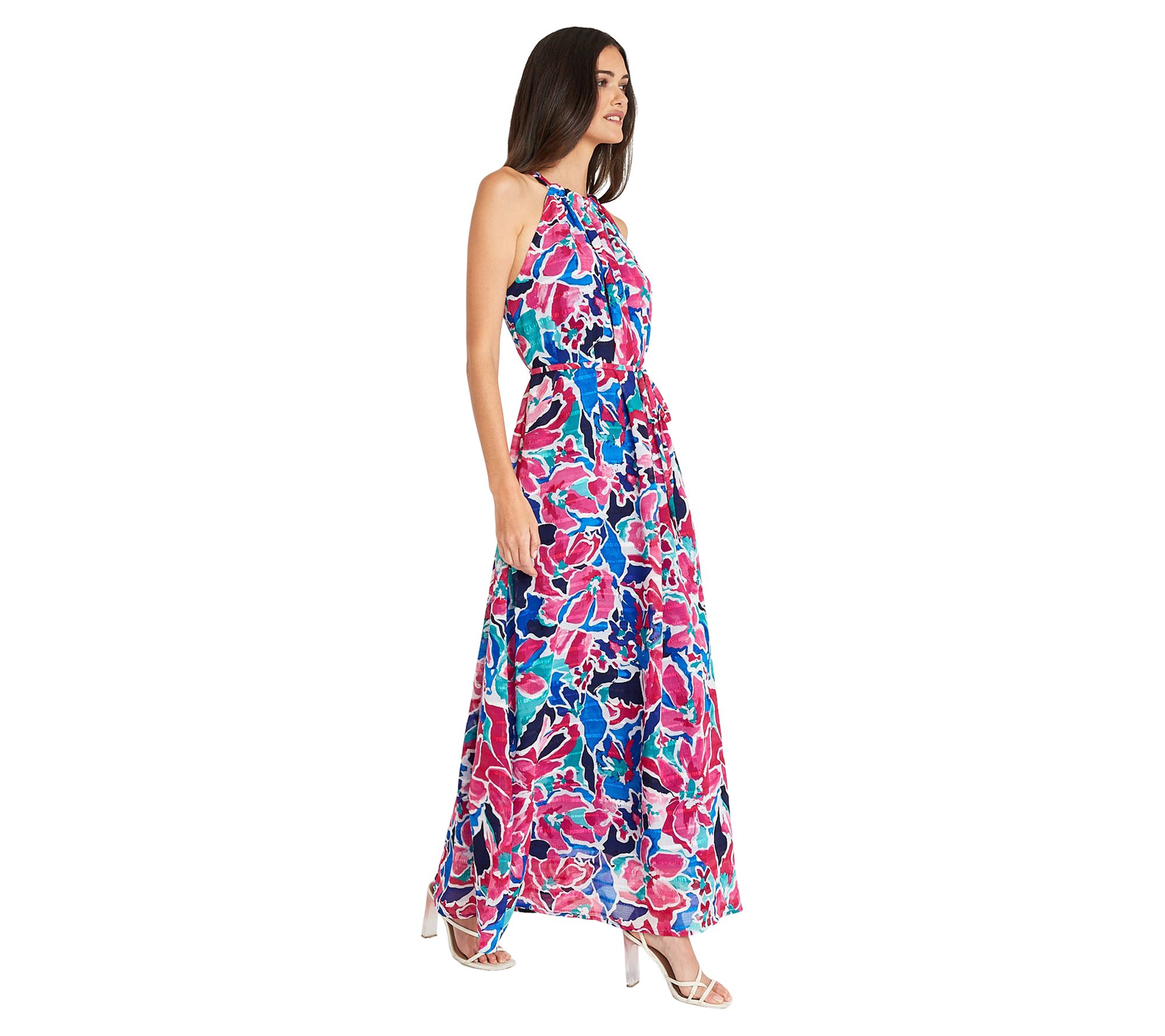 Maggy London Belted Halter Maxi Dress - QVC.com
