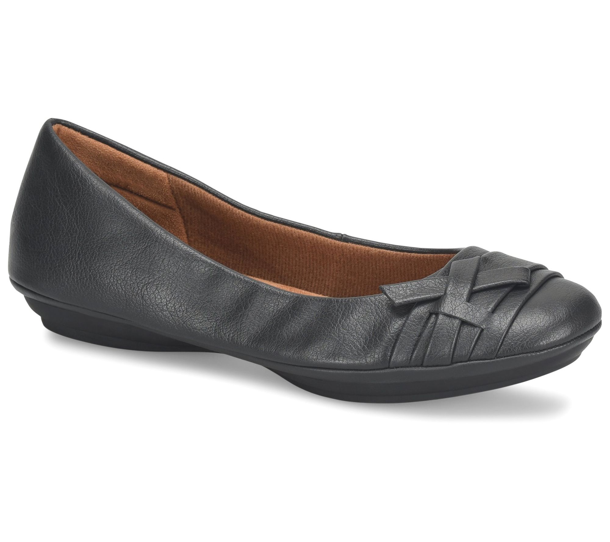 Eurosoft Slip On Ballet Flat with Accent Strap-Silvana - QVC.com