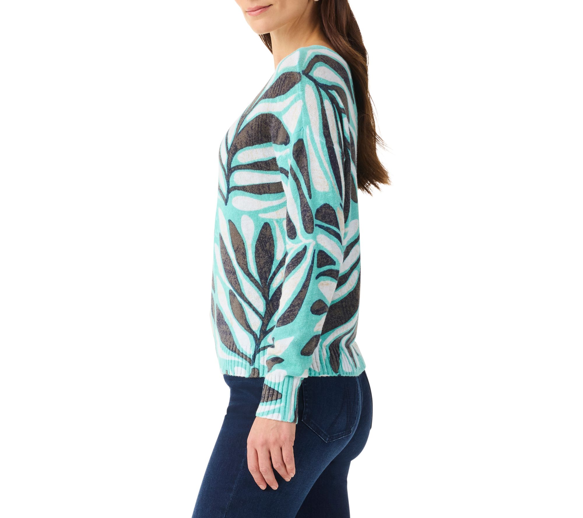 NIC+ZOE Flora Grid Supersoft Jersey Knit Sweater - QVC.com