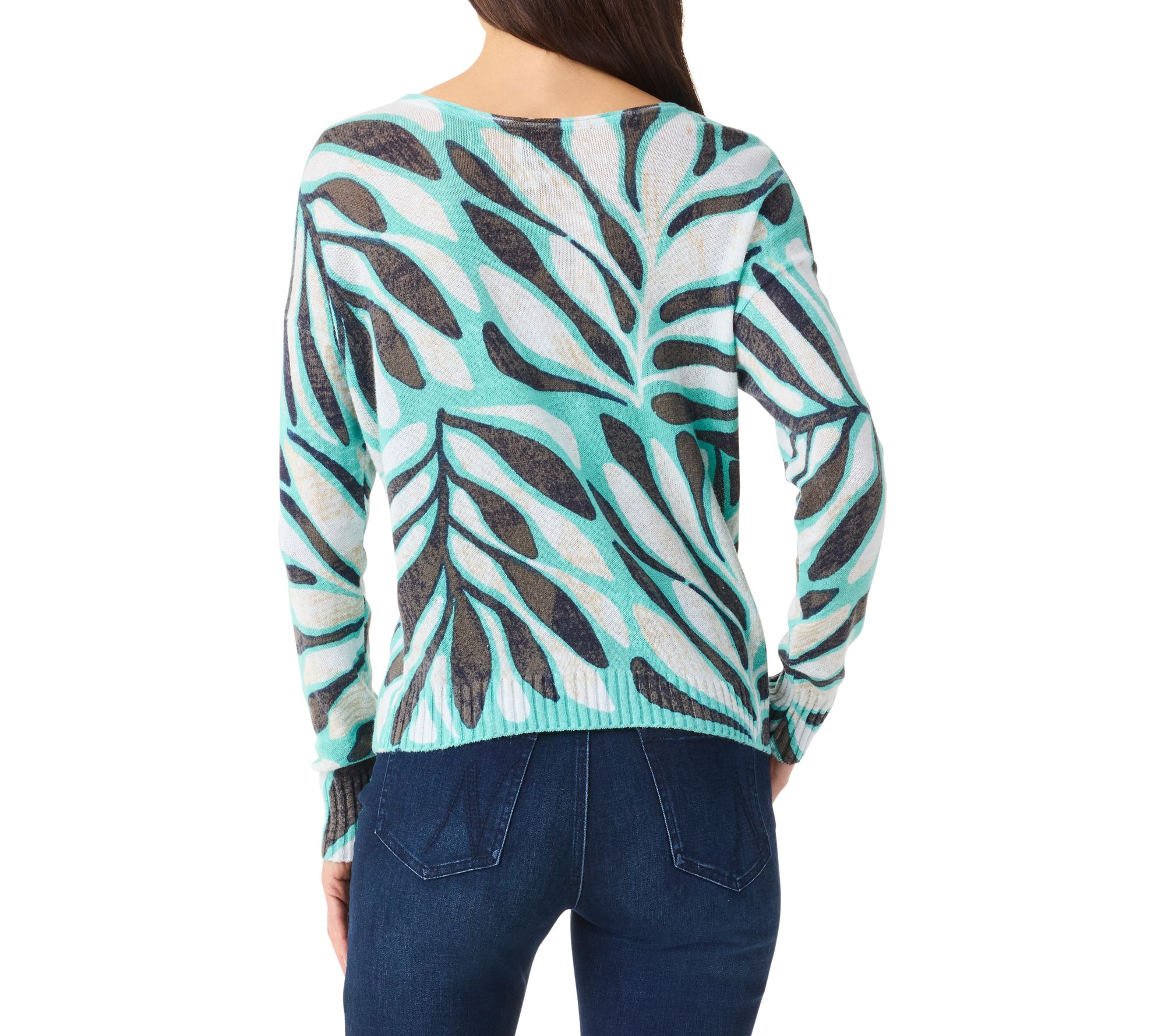 NIC+ZOE Flora Grid Supersoft Jersey Knit Sweater - QVC.com