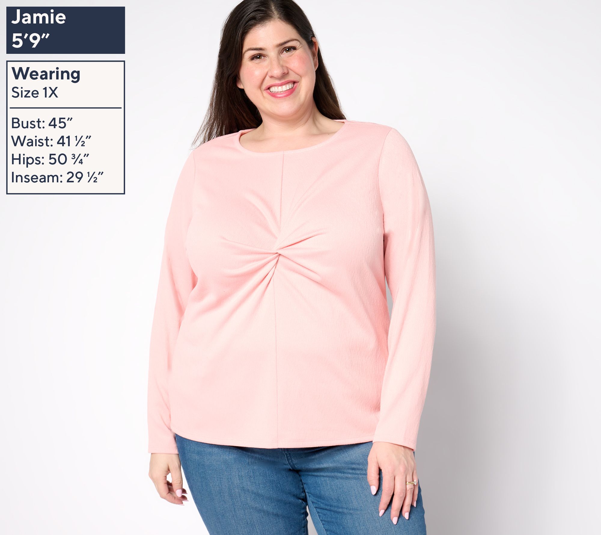 "As Is" Peace Love World Twist Front Fashion Knit Long Sleeve Top - QVC.com