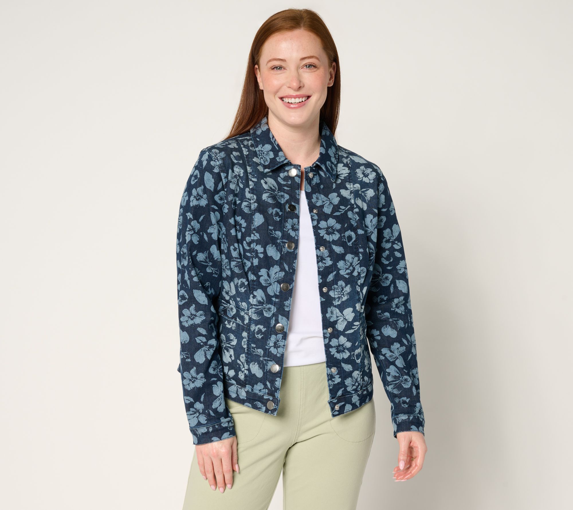 "As Is" Quacker Factory Floralicious Snap Front Jacket - QVC.com