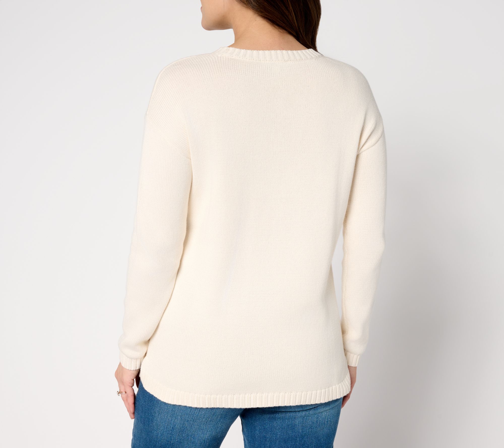 "As Is" Denim & Co. Americana 100% Cotton Drop Shoulder Flag Sweater ...