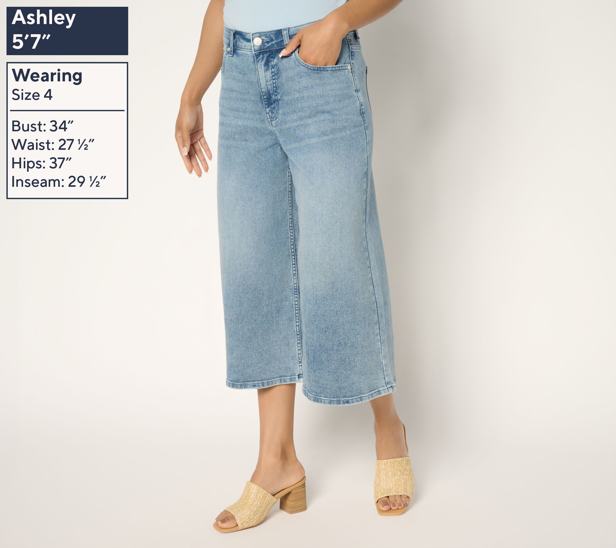 "As Is" Me by Jennie Garth Reg Indigo Monty Wide Leg Cropped Jeans ...