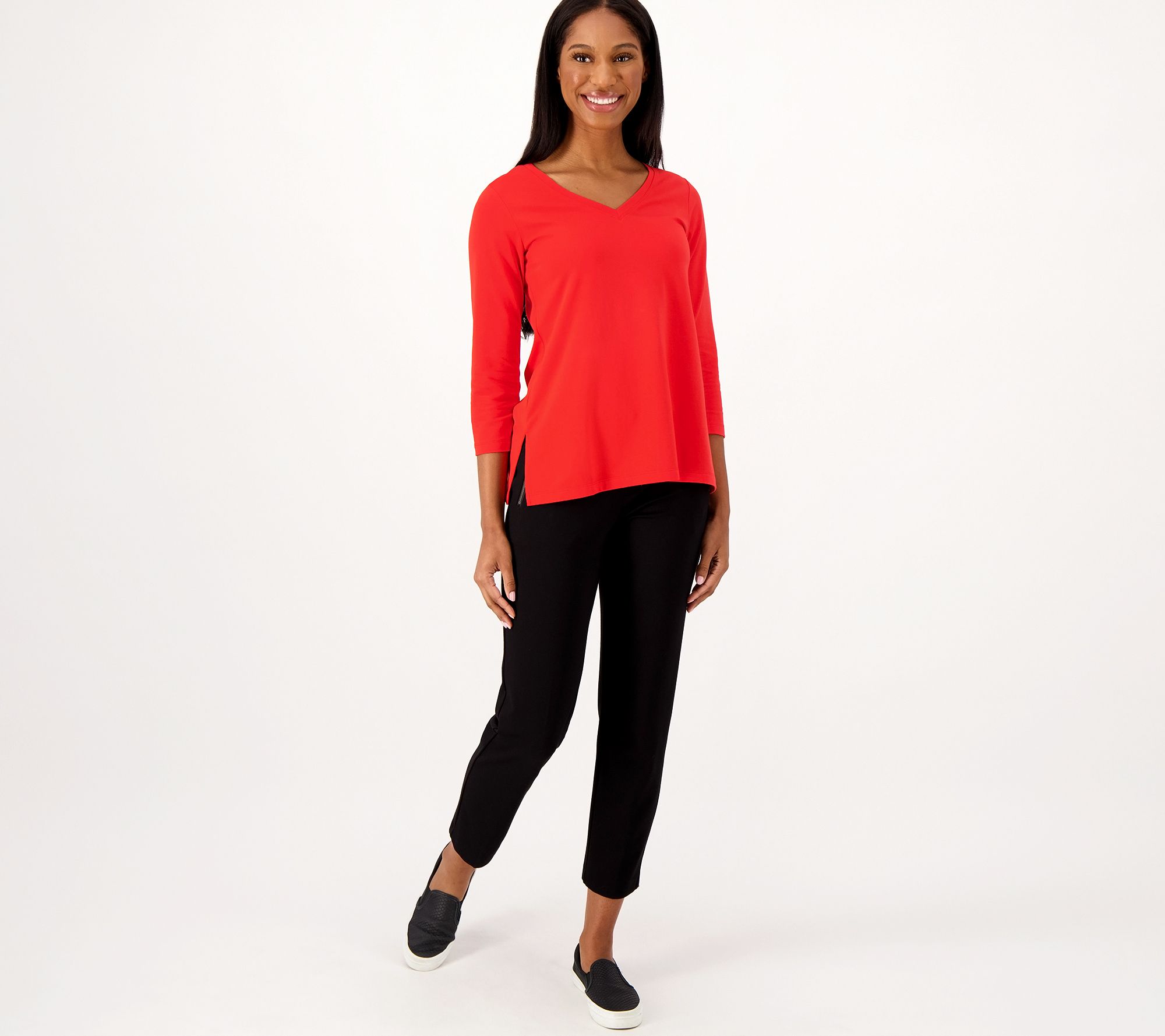 Susan Graver Weekend Essentials Cotton Modal V-Neck Top - QVC.com