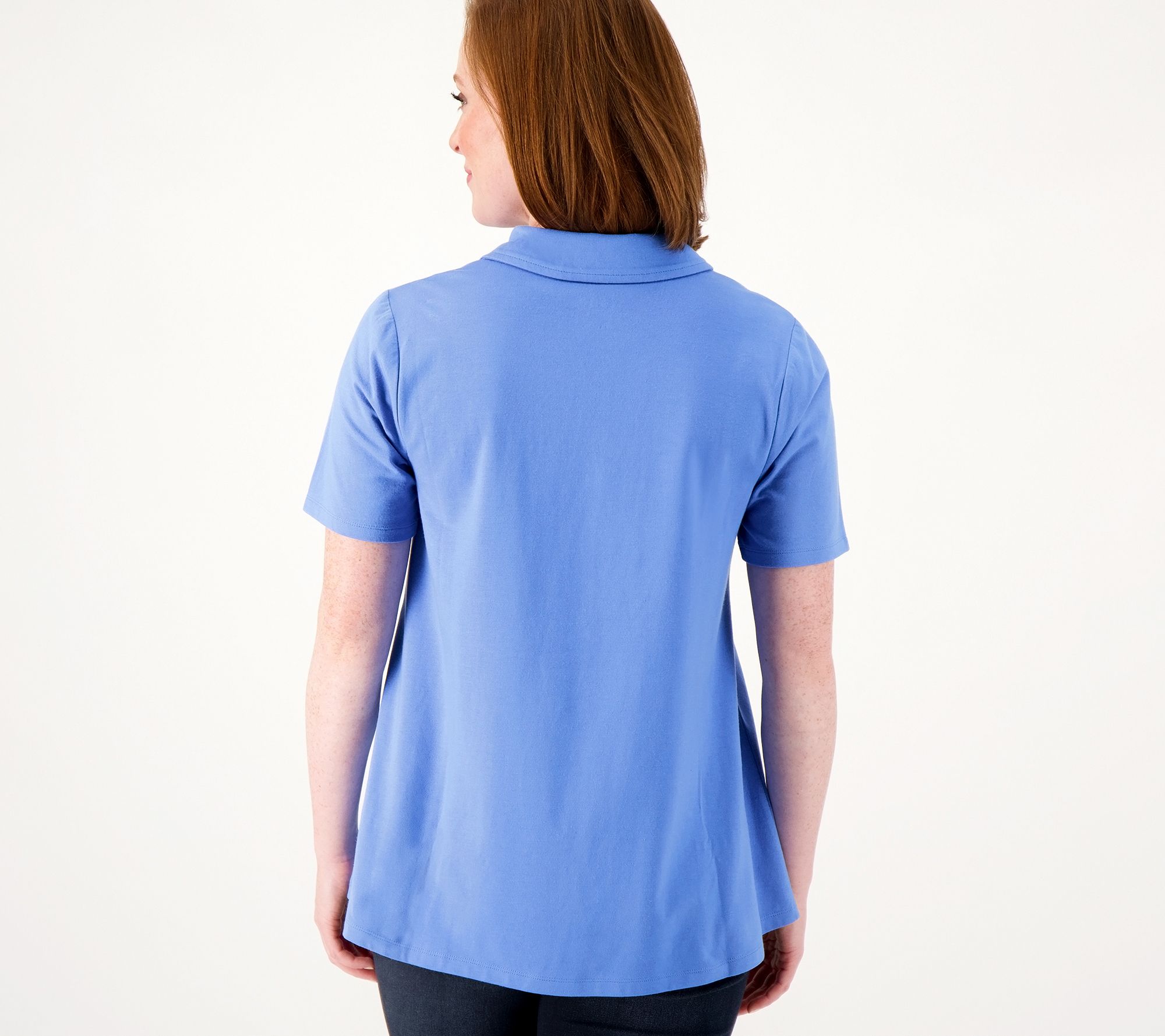 Denim & co. Essentials Favorite Jersey Polo Collar Top - QVC.com