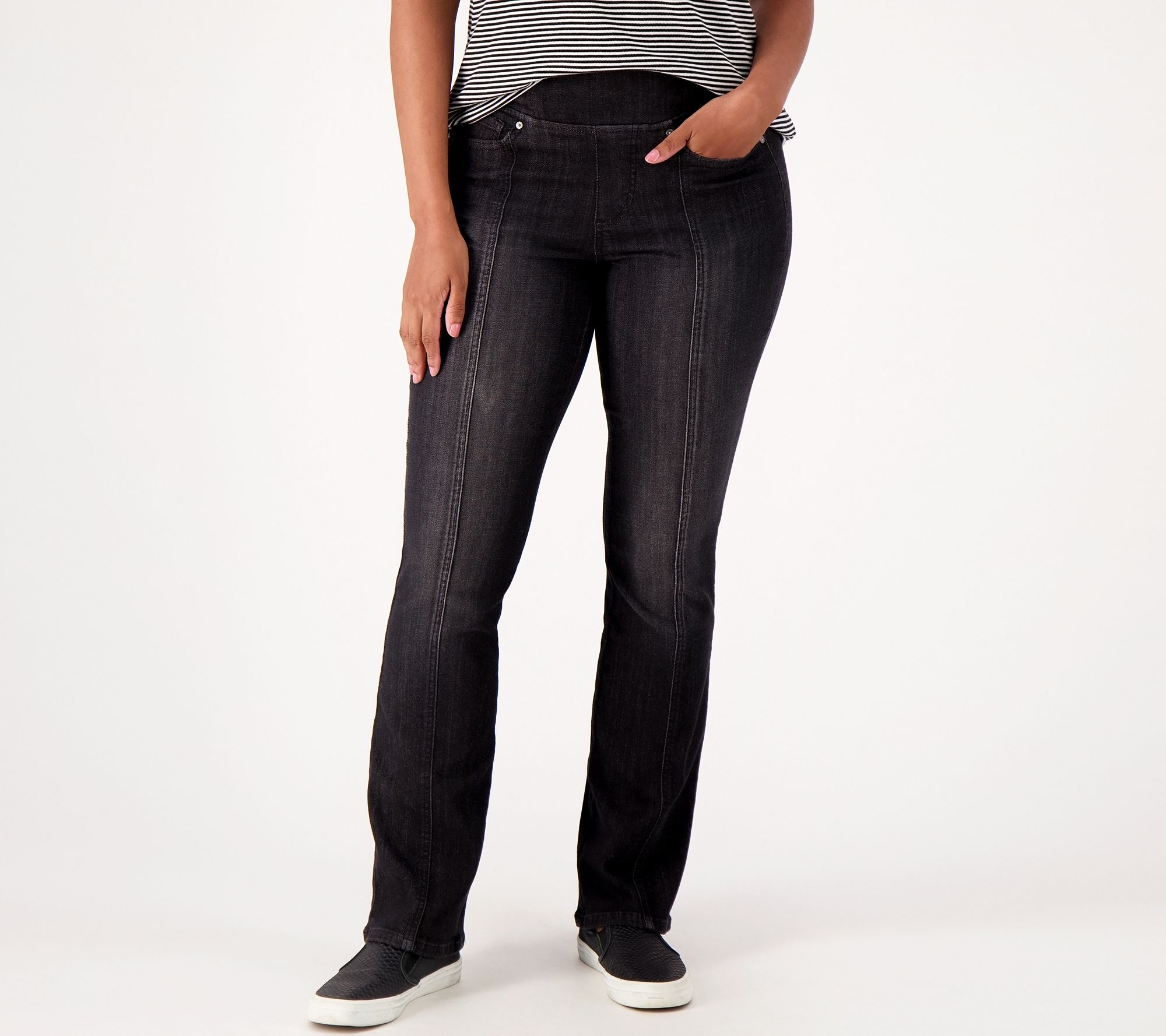 "As Is" Belle by Kim Gravel Pet Primabelle Seamed Boot Cut Jeans - QVC.com