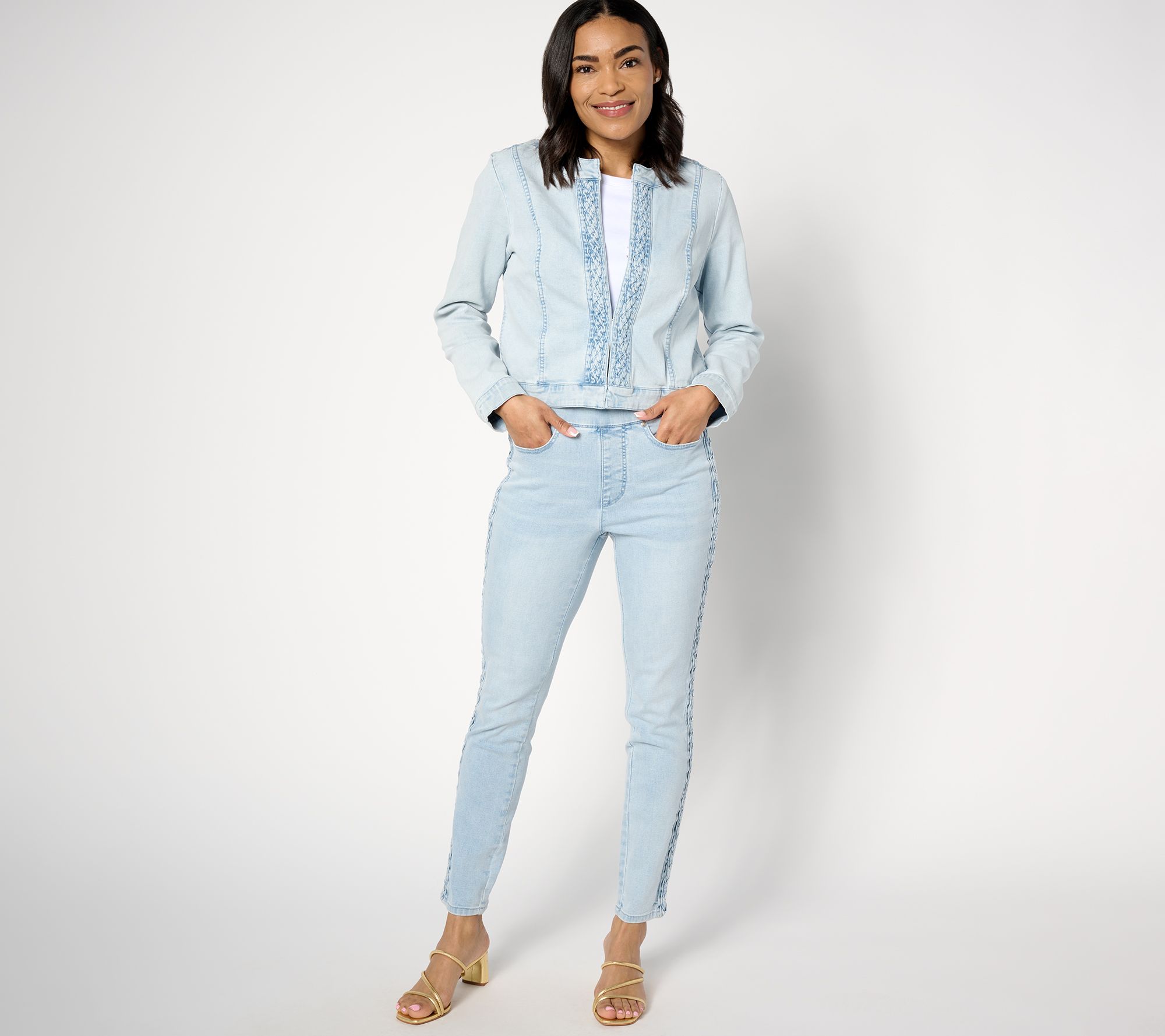 Isaac Mizrahi Live! Tall True Denim Slim Leg Jeans w/ Braid Detail ...