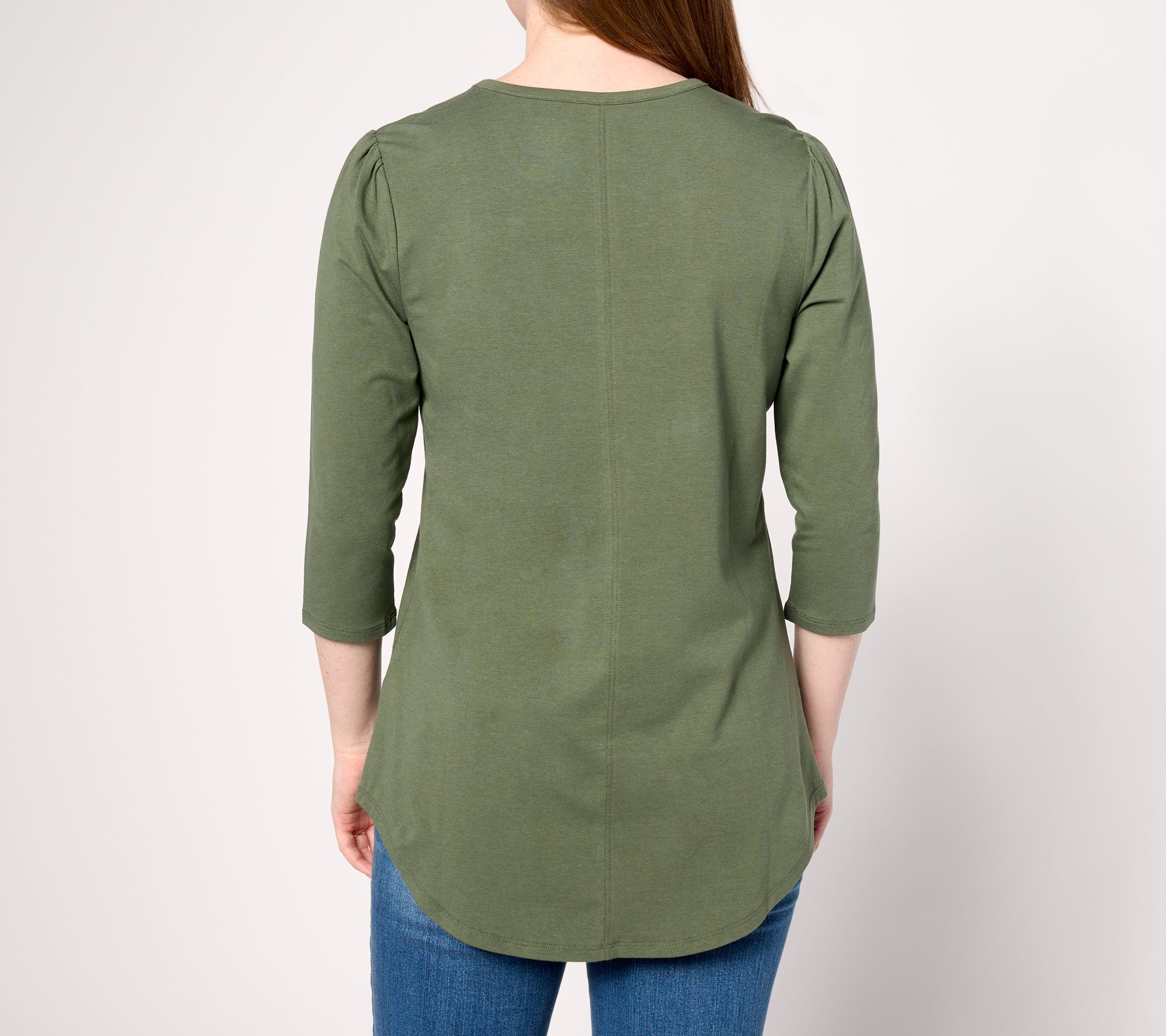 Denim & Co. Essentials Petite Favorite Jersey Puff Sleeve Tunic - QVC.com
