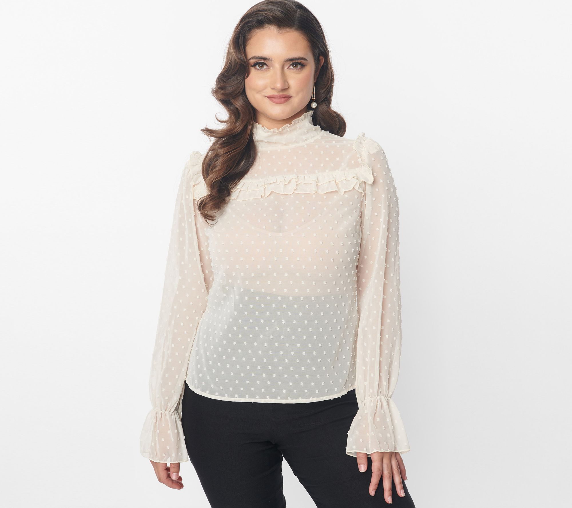 Unique Vintage Ivory Clip Dot Donna Blouse - QVC.com