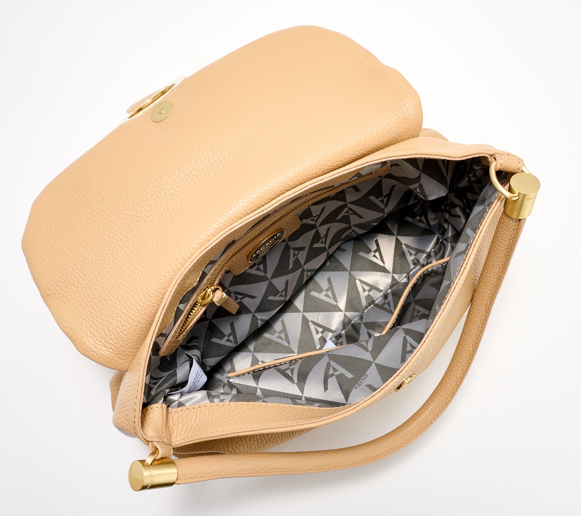 "As Is" Arcadia Pebbled Leather Sunrise Shoulder Bag - QVC.com