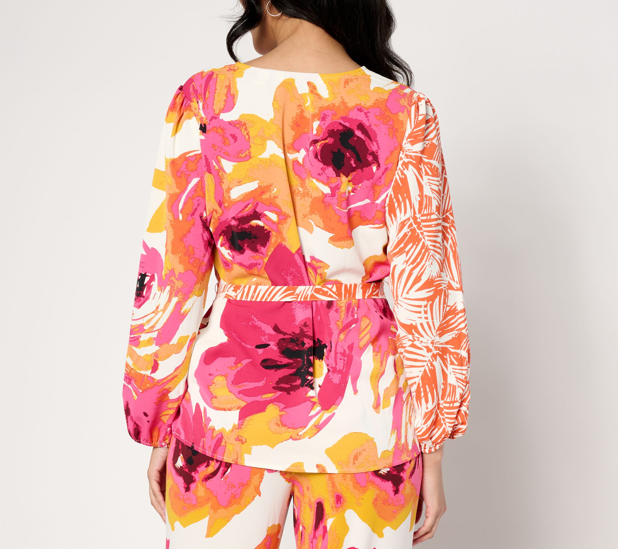 "As Is" BEAUTIFUL by Lawrence Zarian Mixed Print Faux Wrap Top - QVC.com
