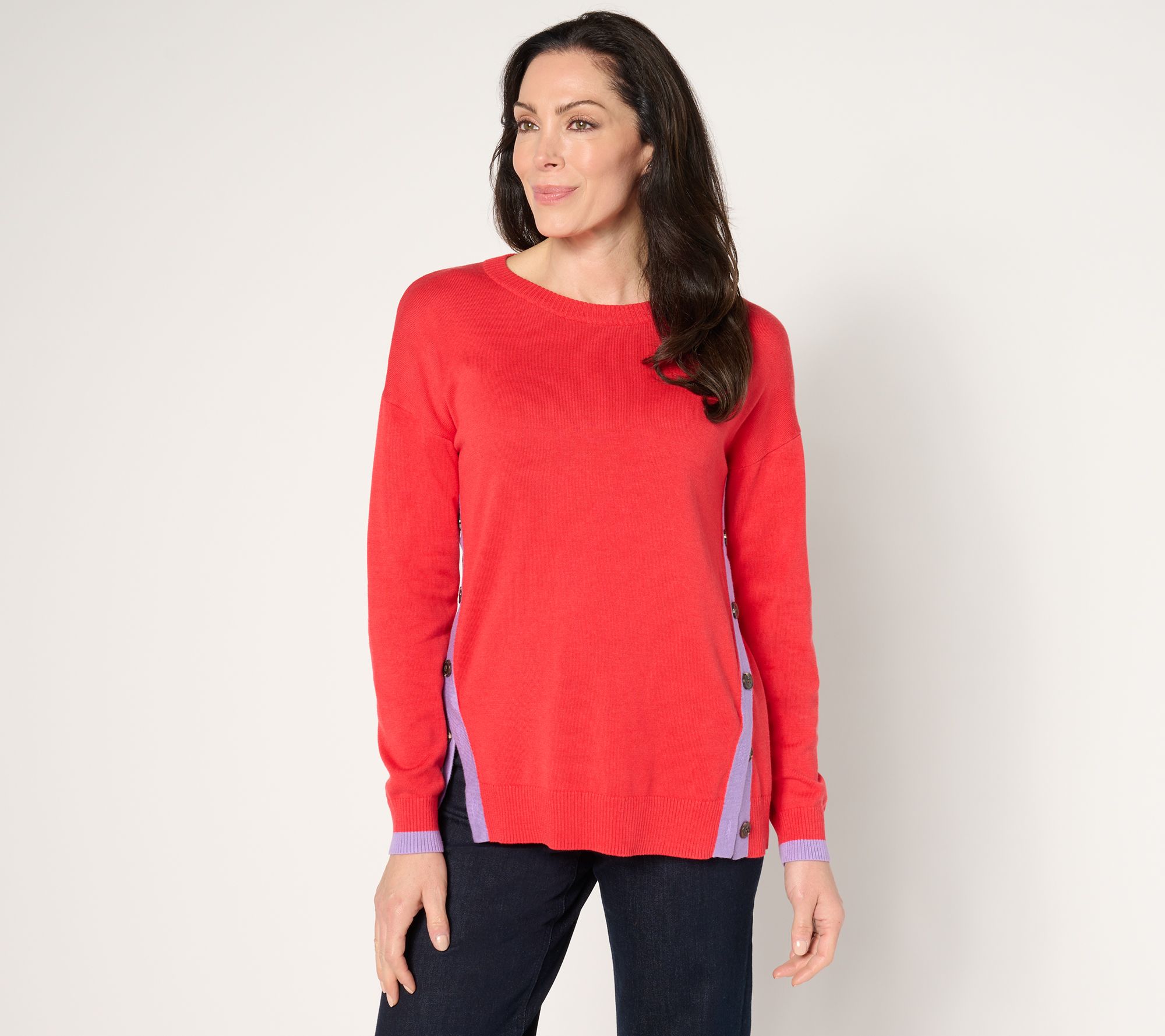 Belle by Kim Gravel Bright Side Horn Button Sweater - QVC.com