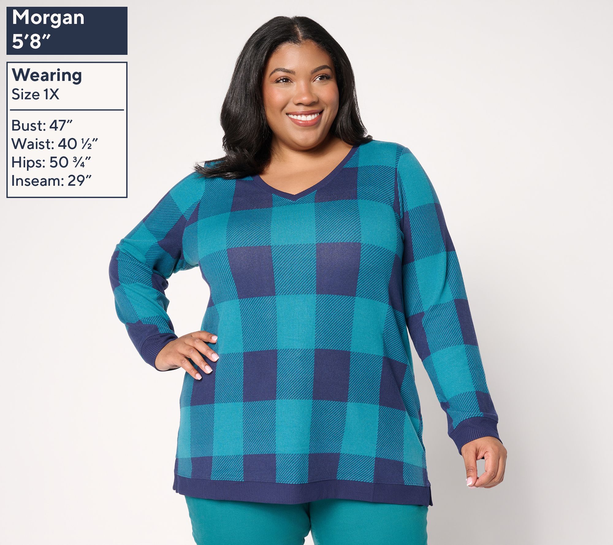 Denim & Co. Regular Buffalo Plaid Heavenly Jersey Tunic - QVC.com