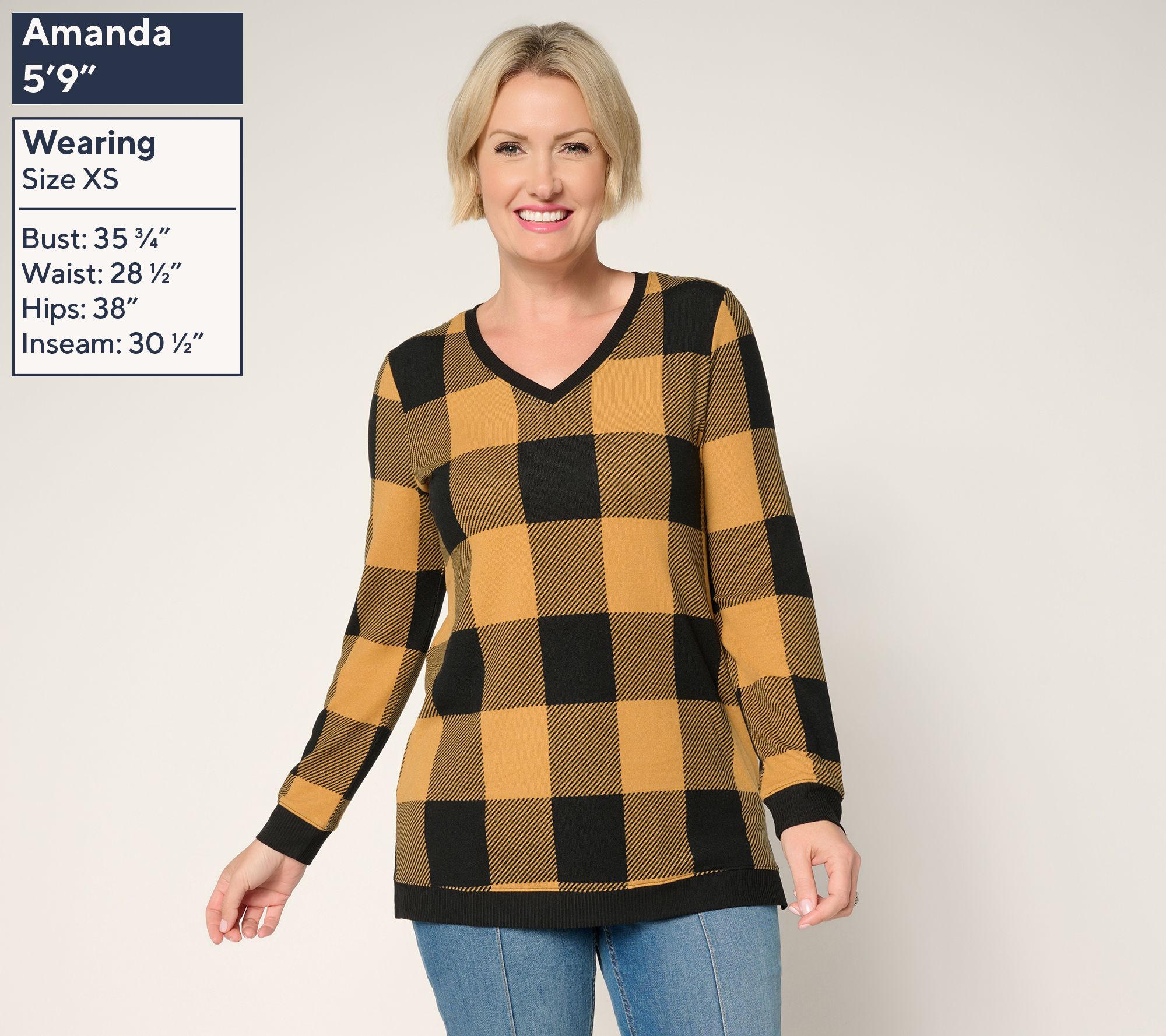 Denim & Co. Regular Buffalo Plaid Heavenly Jersey Tunic - QVC.com